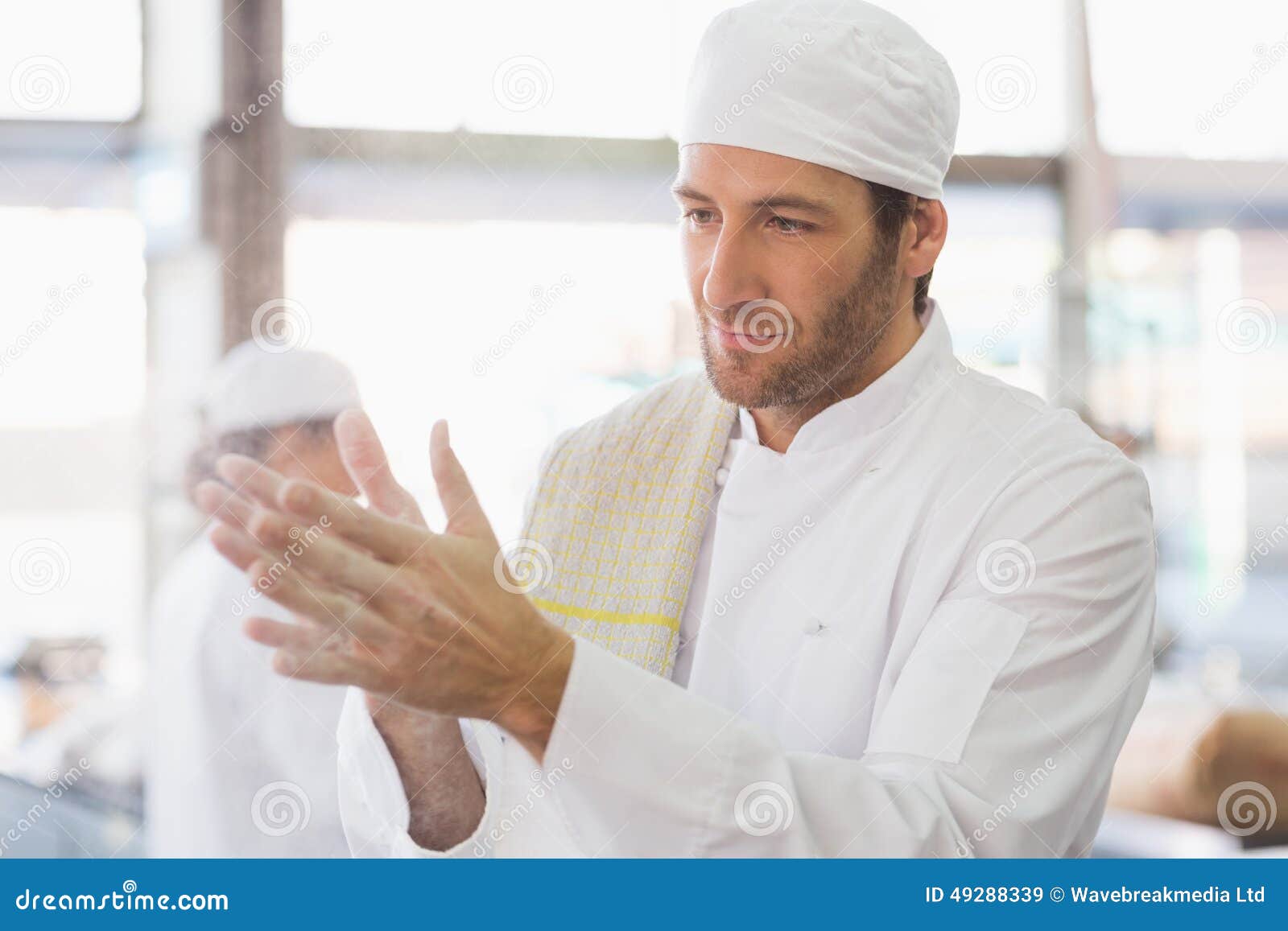 Baker Clapping Flour from His Hands Stock Image - Image of mixedrace ...