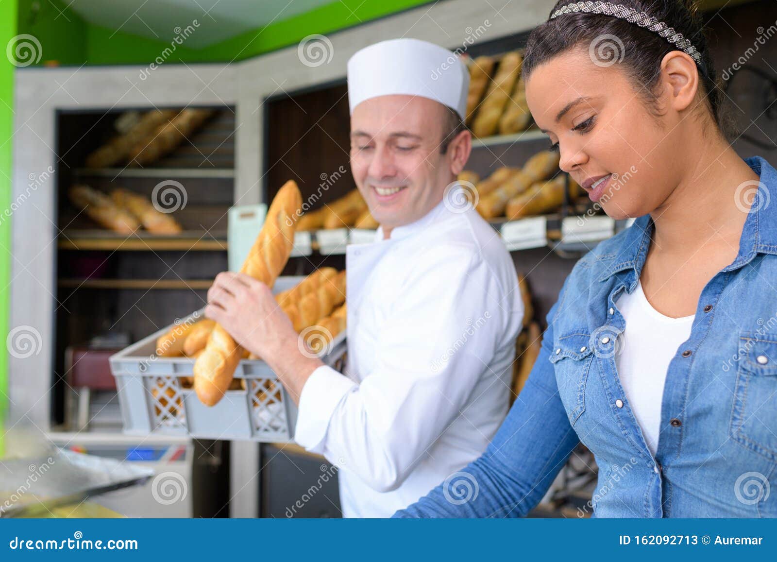 Baker and Clerk Working in Bakery Stock Image - Image of fresh, chefs ...