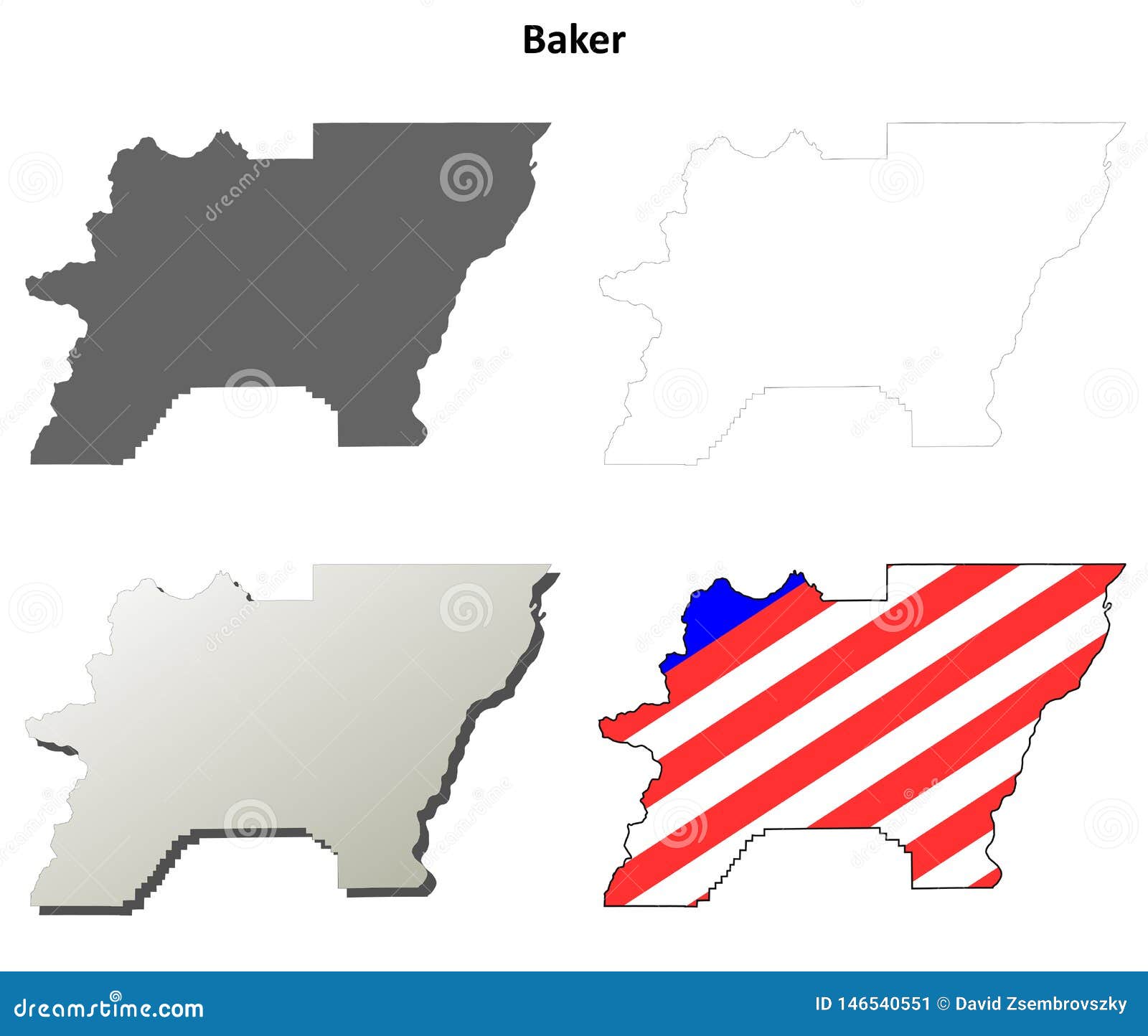 Baker County, Oregon Outline Map Set Stock Vector - Illustration of ...