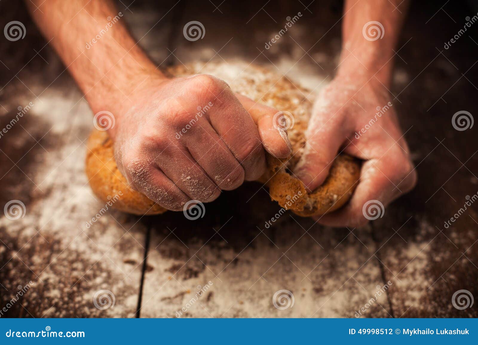 Baker Hands with Fresh Bread on Table Stock Photo - Image of black ...