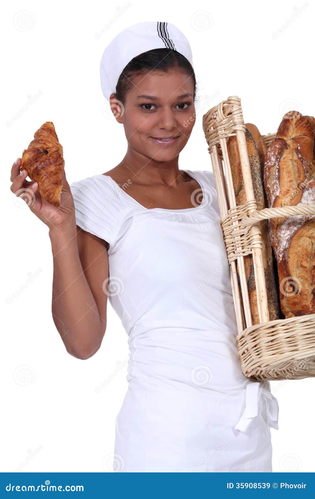 Baker with her bread stock image. Image of clean, bake - 35908539