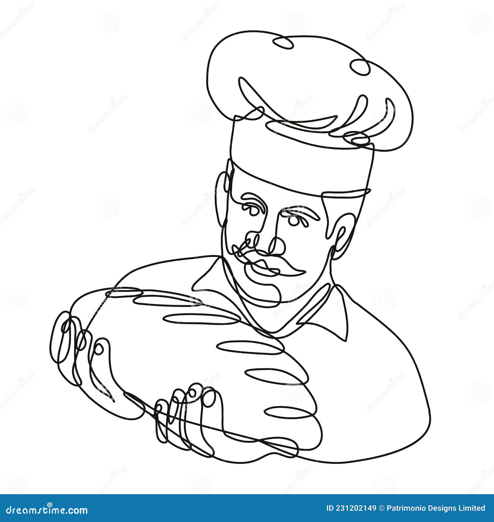 Baker Holding Bread Loaf Front View Continuous Line Drawing Stock ...