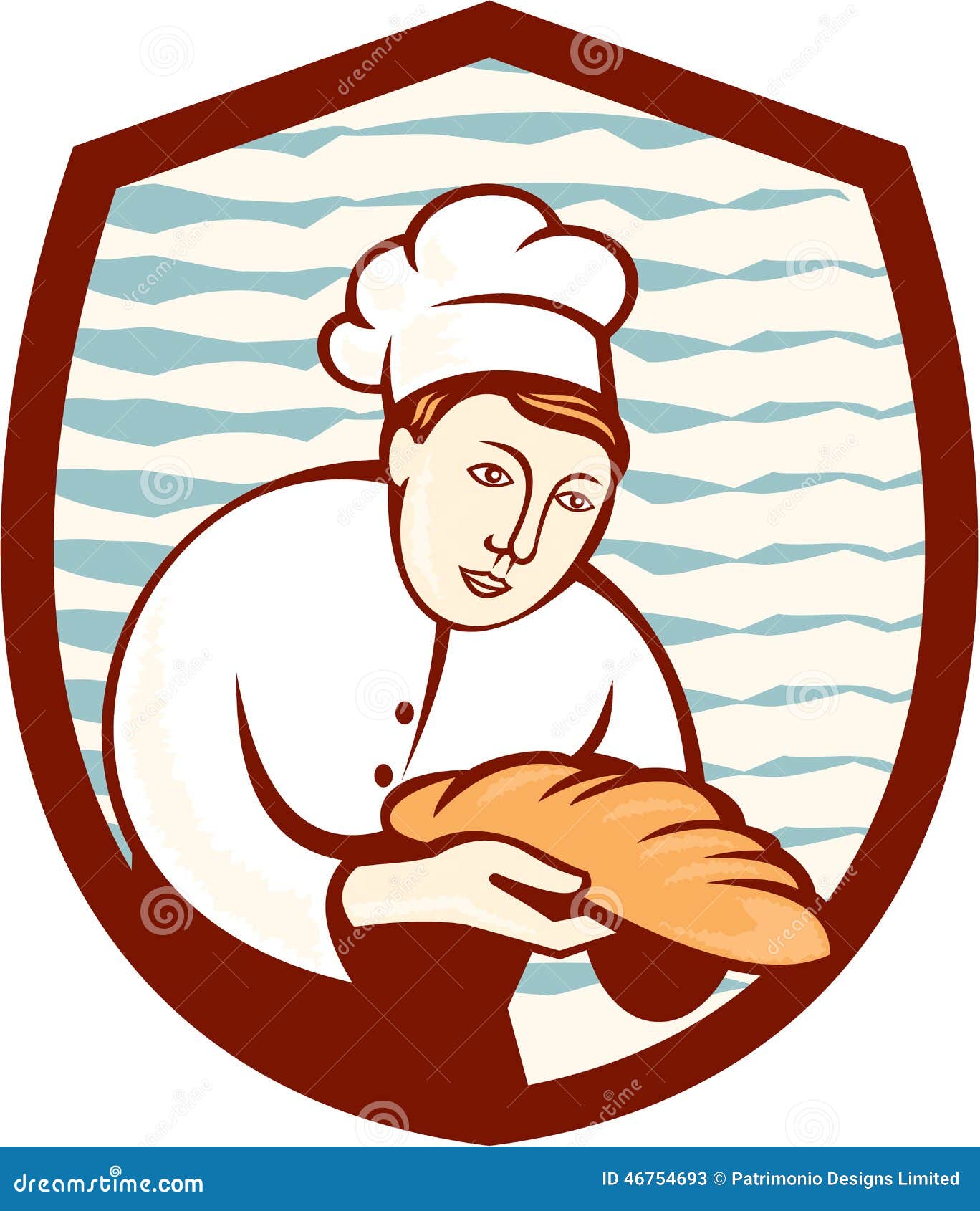 Baker Holding Bread Loaf Shield Retro Stock Vector - Illustration of ...