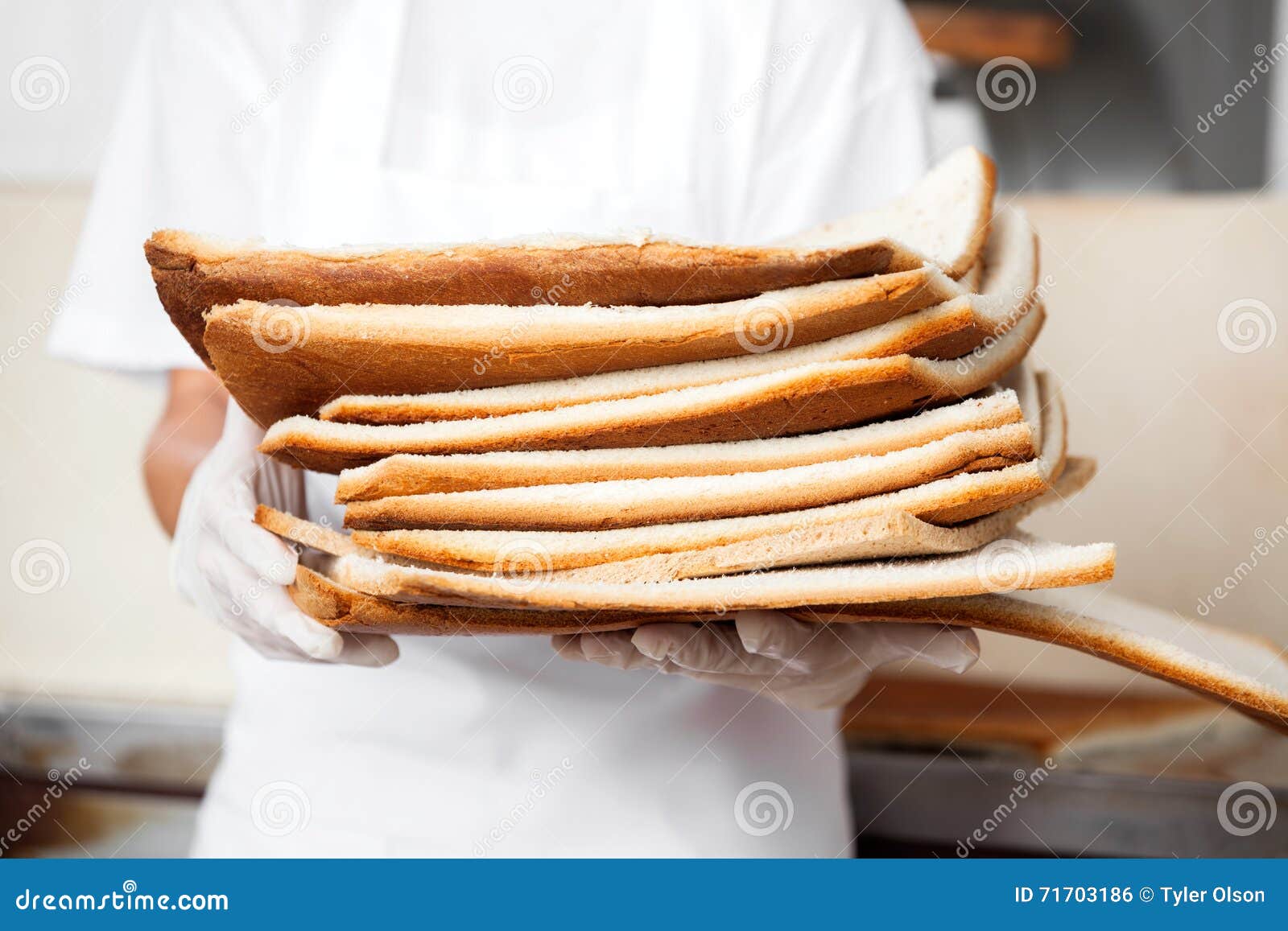 Baker Holding Bread Waste in Bakery Stock Photo - Image of industrial ...