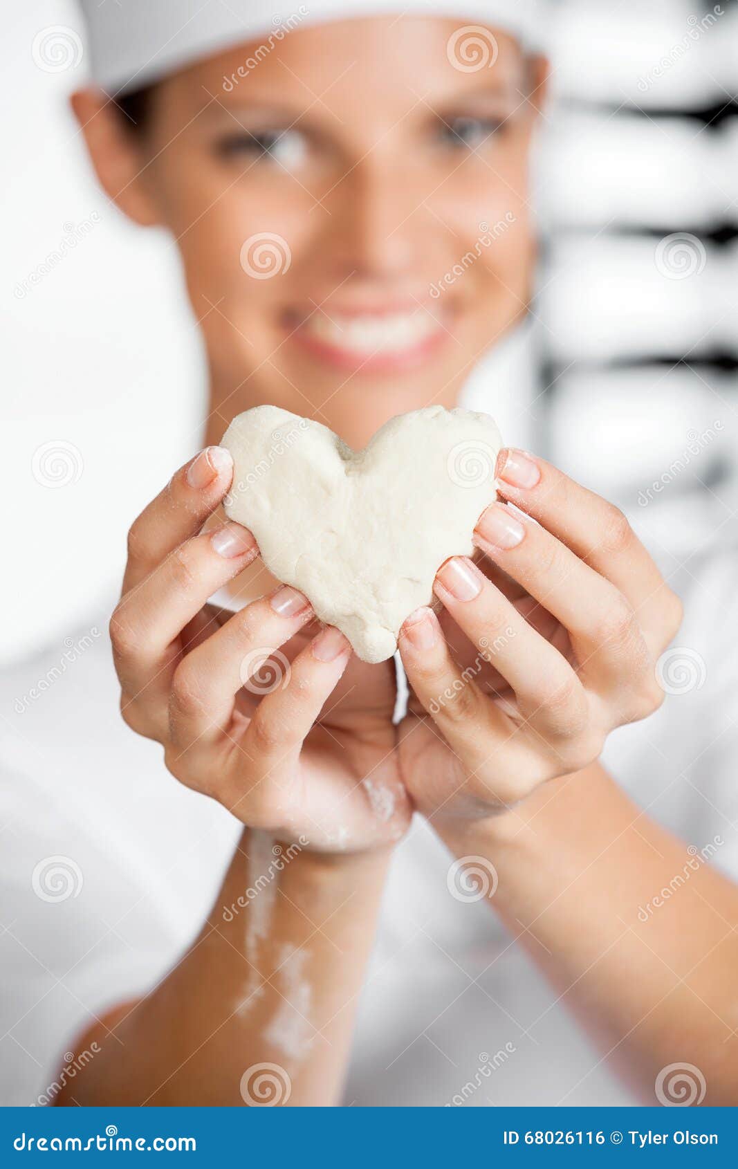 Baker Holding Heart Shape Dough in Bakery Stock Photo - Image of ...