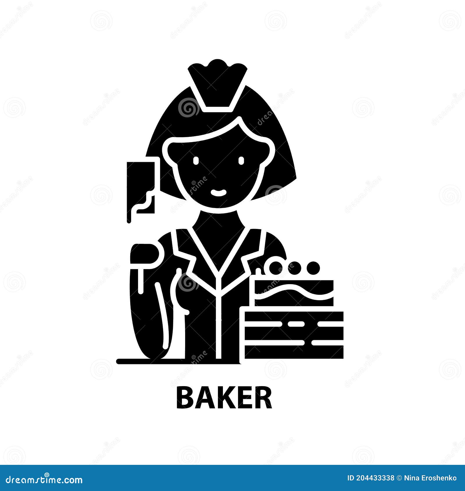 Baker Icon, Black Vector Sign with Editable Strokes, Concept ...