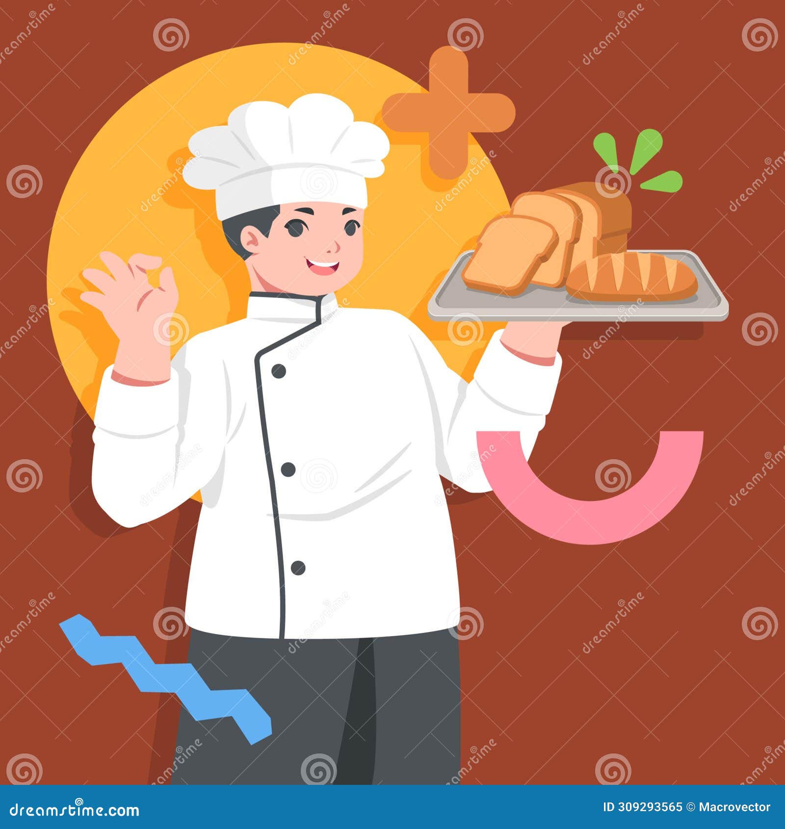Baker Illustration in Flat Design Stock Illustration - Illustration of ...