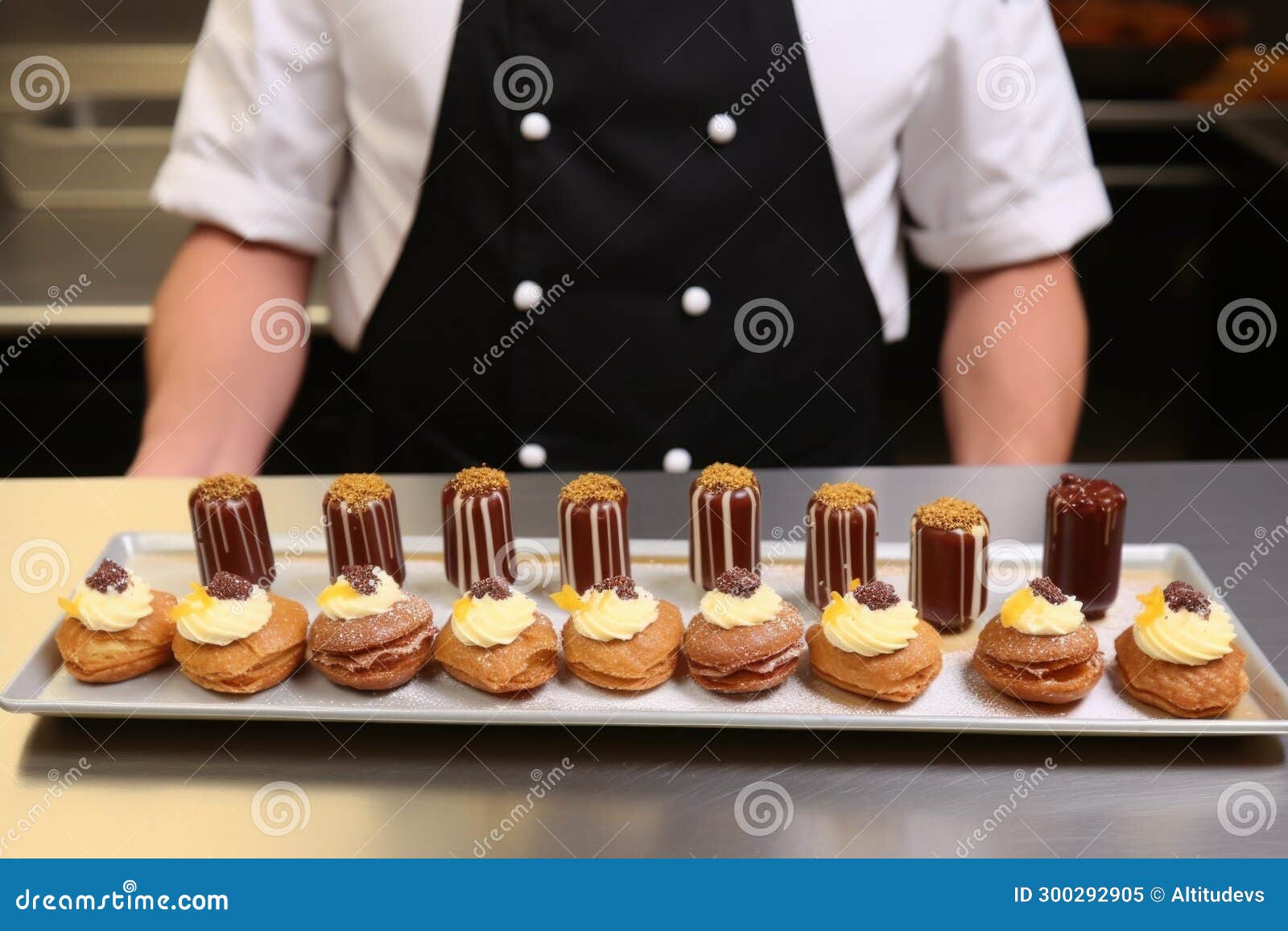 Baker Introduces New Eclair To Local Pastry Shop Stock Image - Image of ...