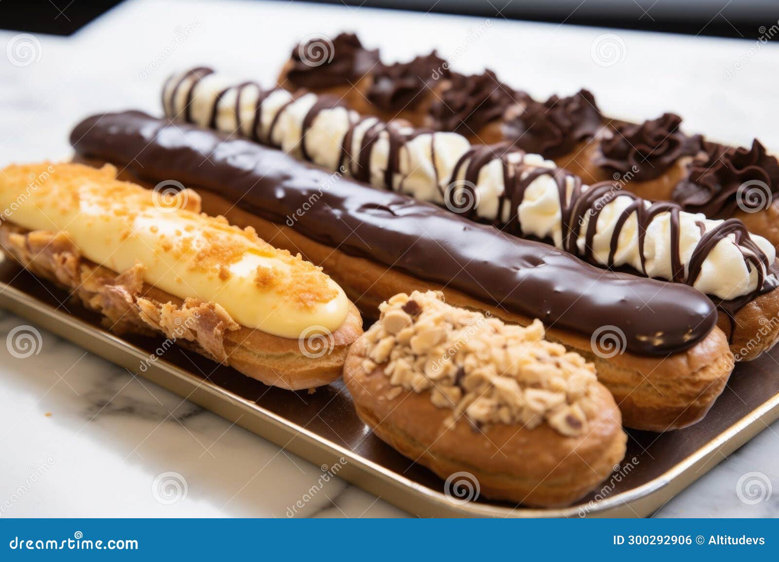 Baker Introduces New Eclair To Local Pastry Shop Stock Photo - Image of ...