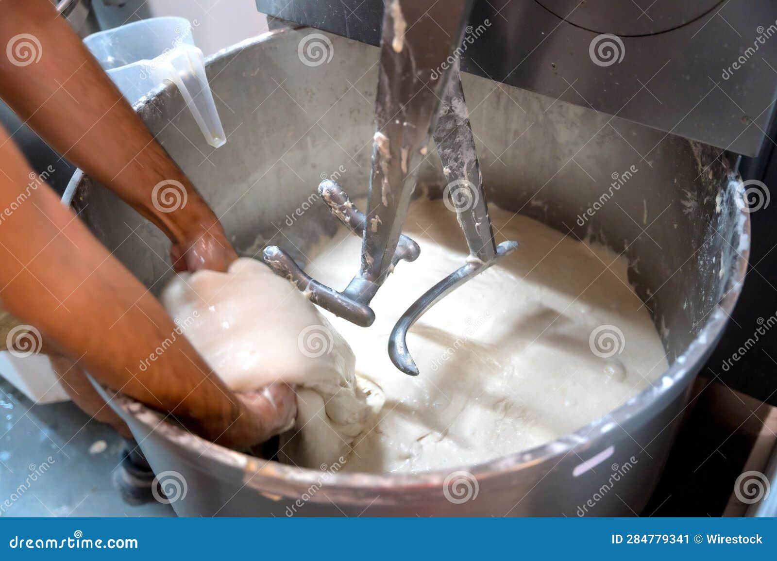 Baker Kneading the Flour in a Mixer Stock Image - Image of spoon, mixer ...