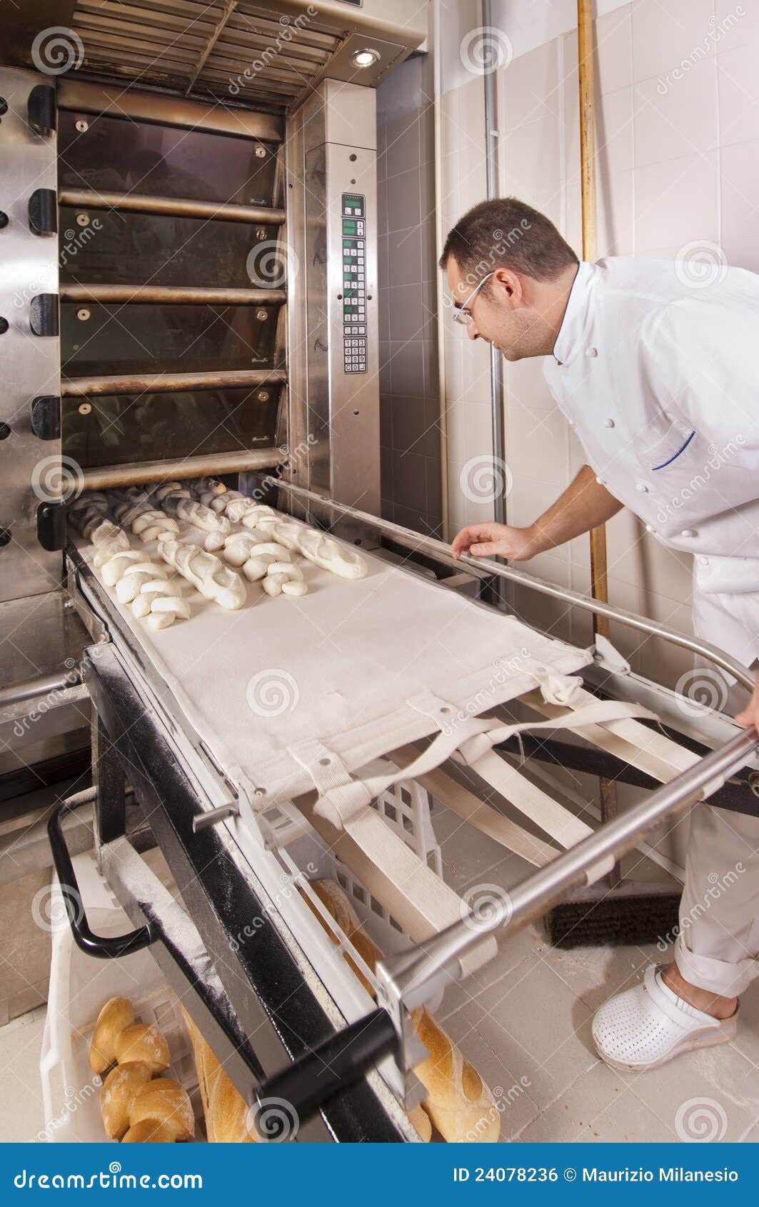 Baker makes the bread stock photo. Image of indoors, flour - 24078236