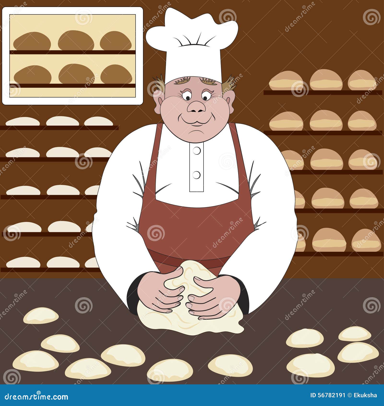 Baker Makes the Bread or Buns in a Bakery Stock Vector - Illustration ...