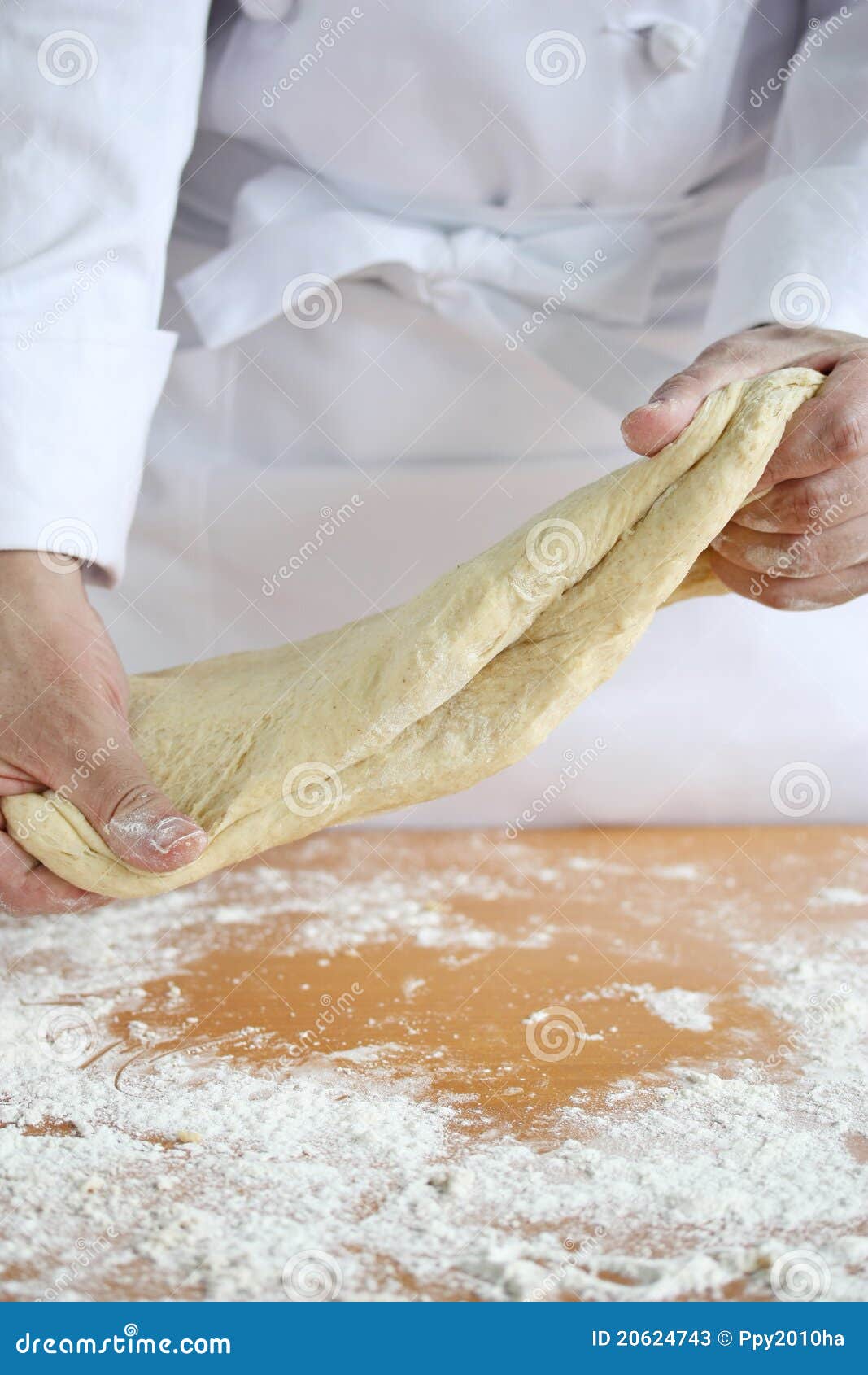Baker Making Bread, Kneading a Dough Stock Image - Image of action ...