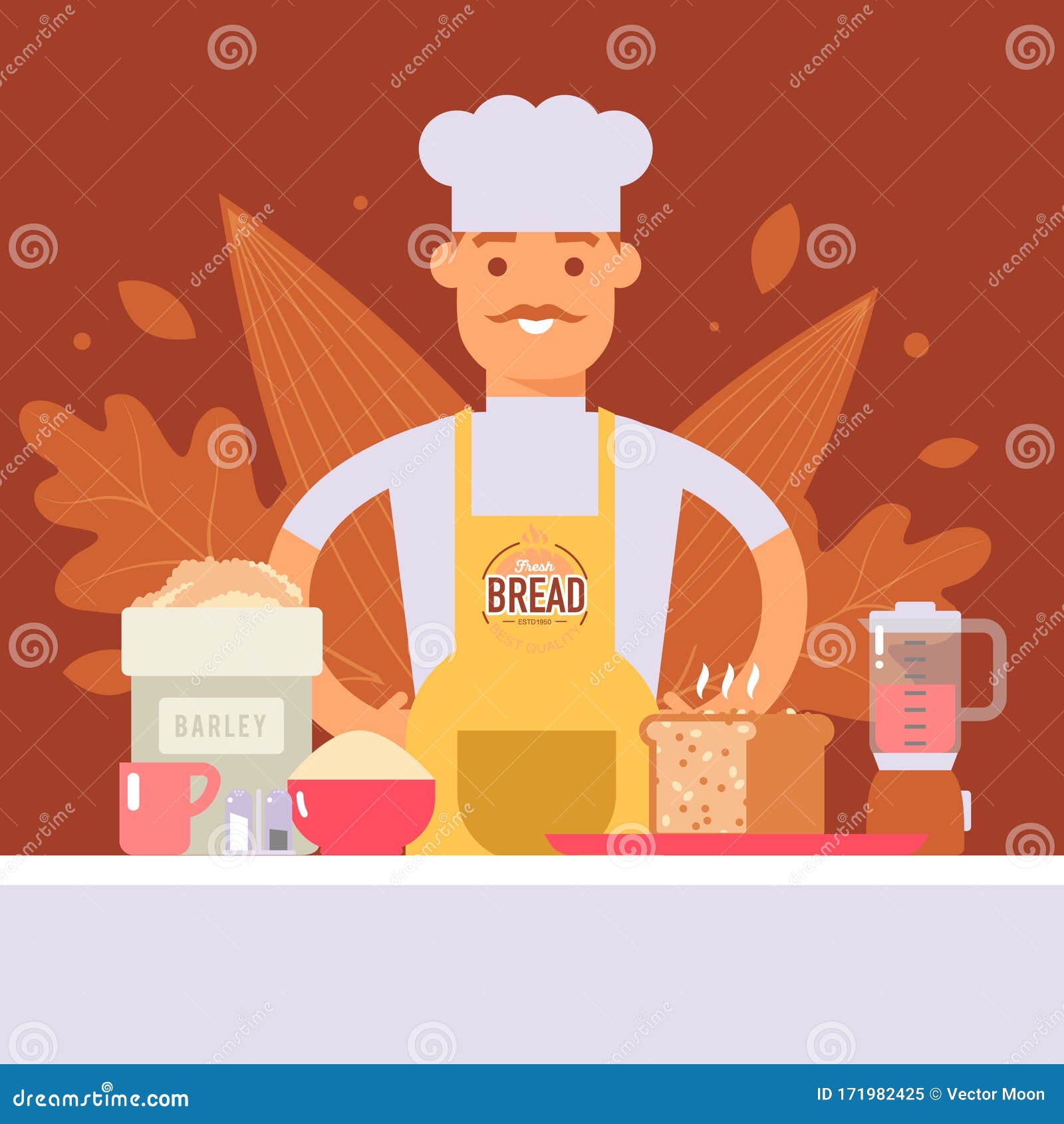 Baker Making Bread, Professional Cook in Chef Uniform Vector ...