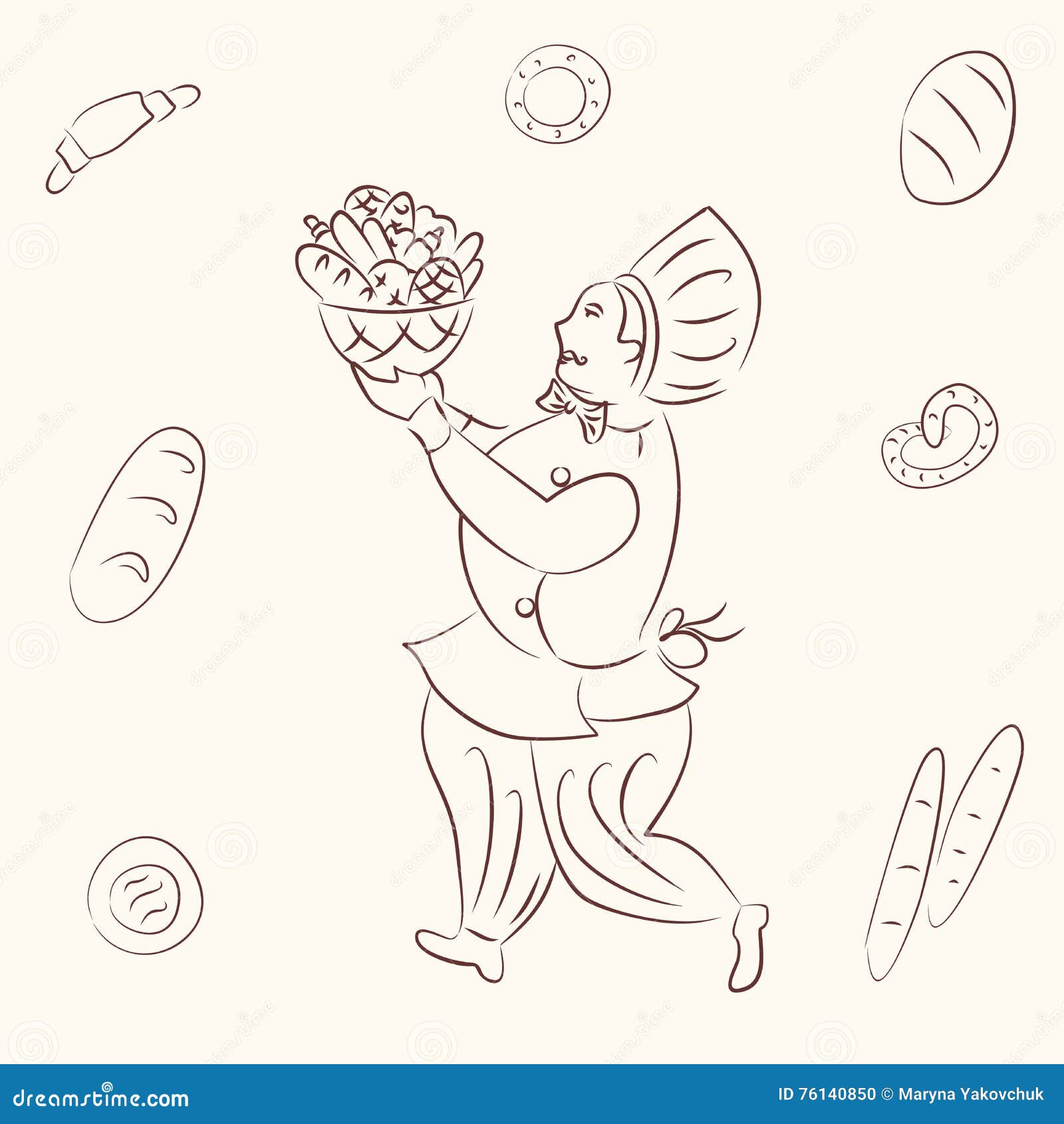 The baker man stock vector. Illustration of loaf, cook - 76140850