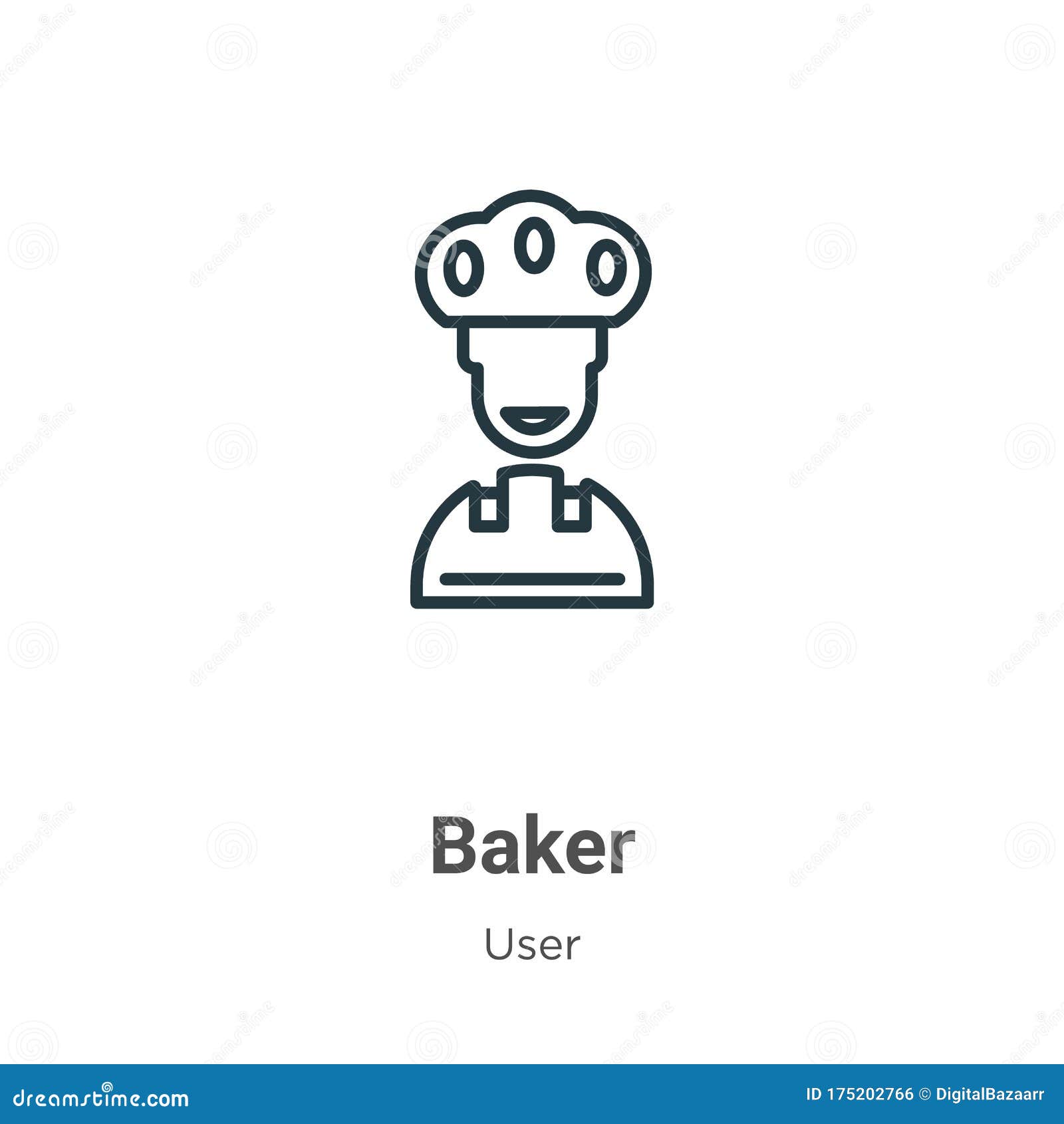 Baker Outline Vector Icon. Thin Line Black Baker Icon, Flat Vector ...