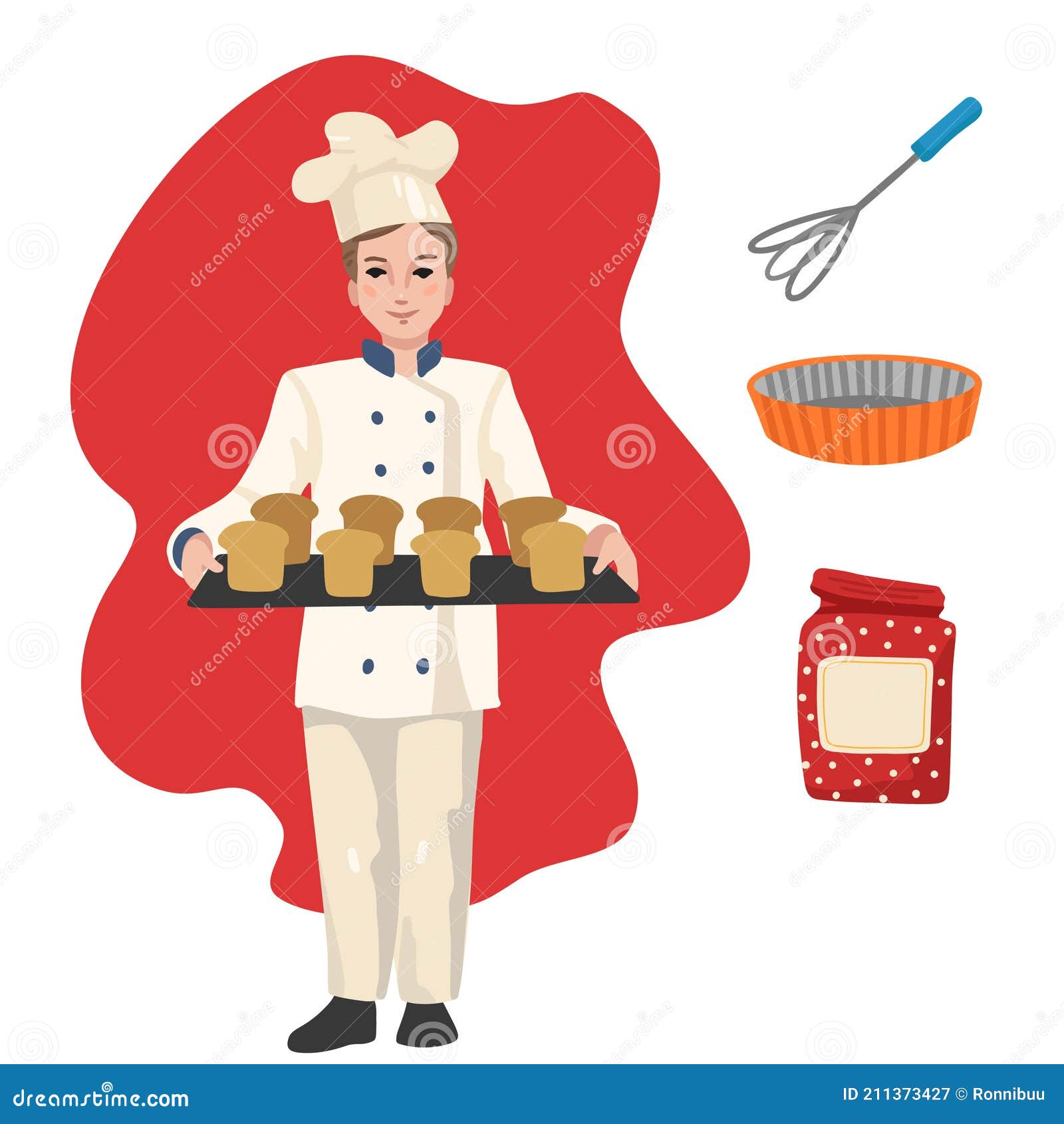 Baker with Pastries. Professions, Character and Items for His Work ...