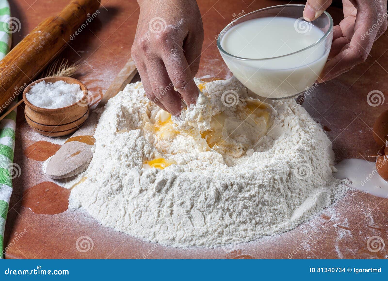 Baker Prepared Flour for Baking Stock Photo - Image of homemade, making ...