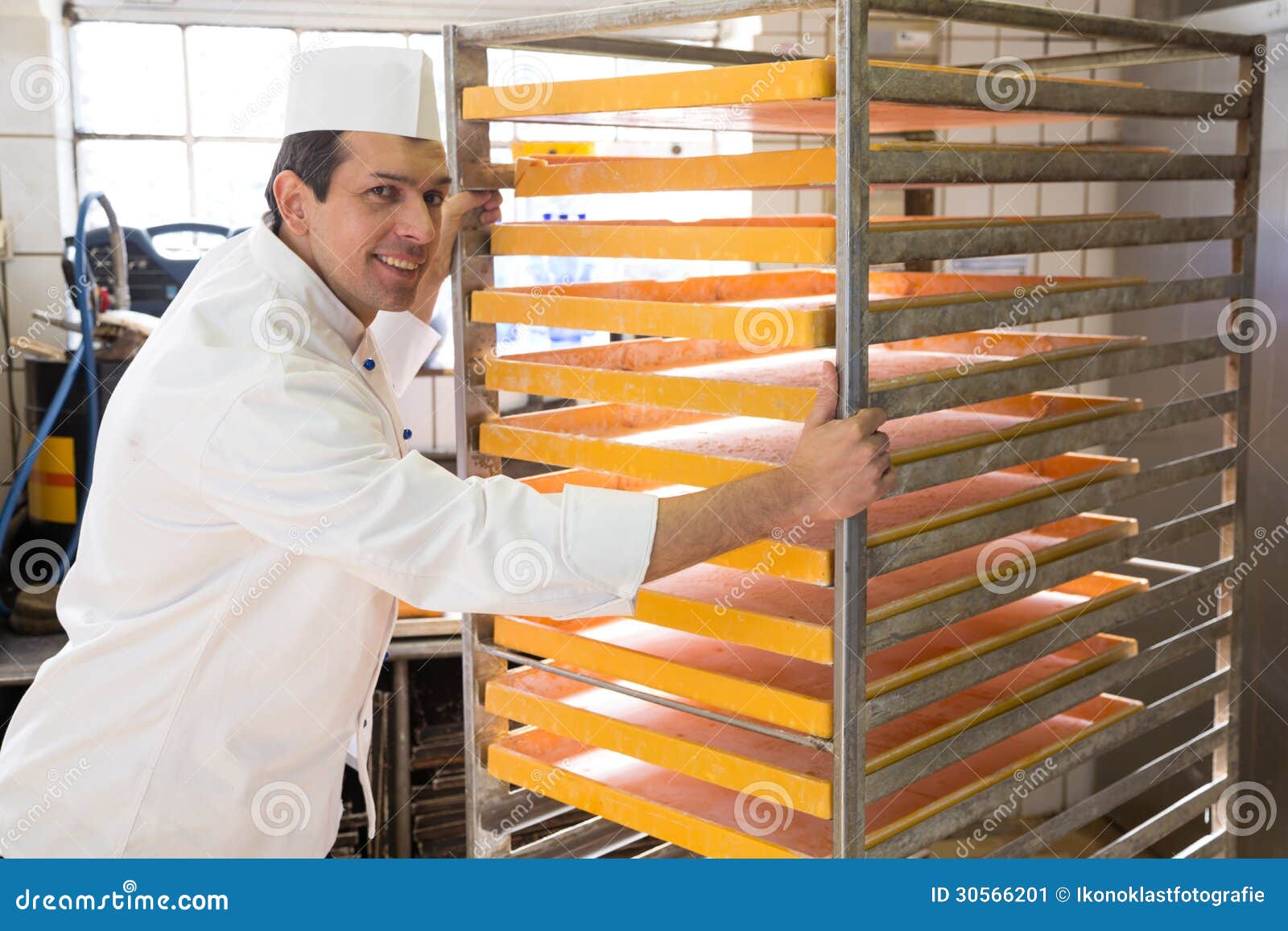 Baker with Rack for Bread in a Bakery Stock Image - Image of loaf, cook ...