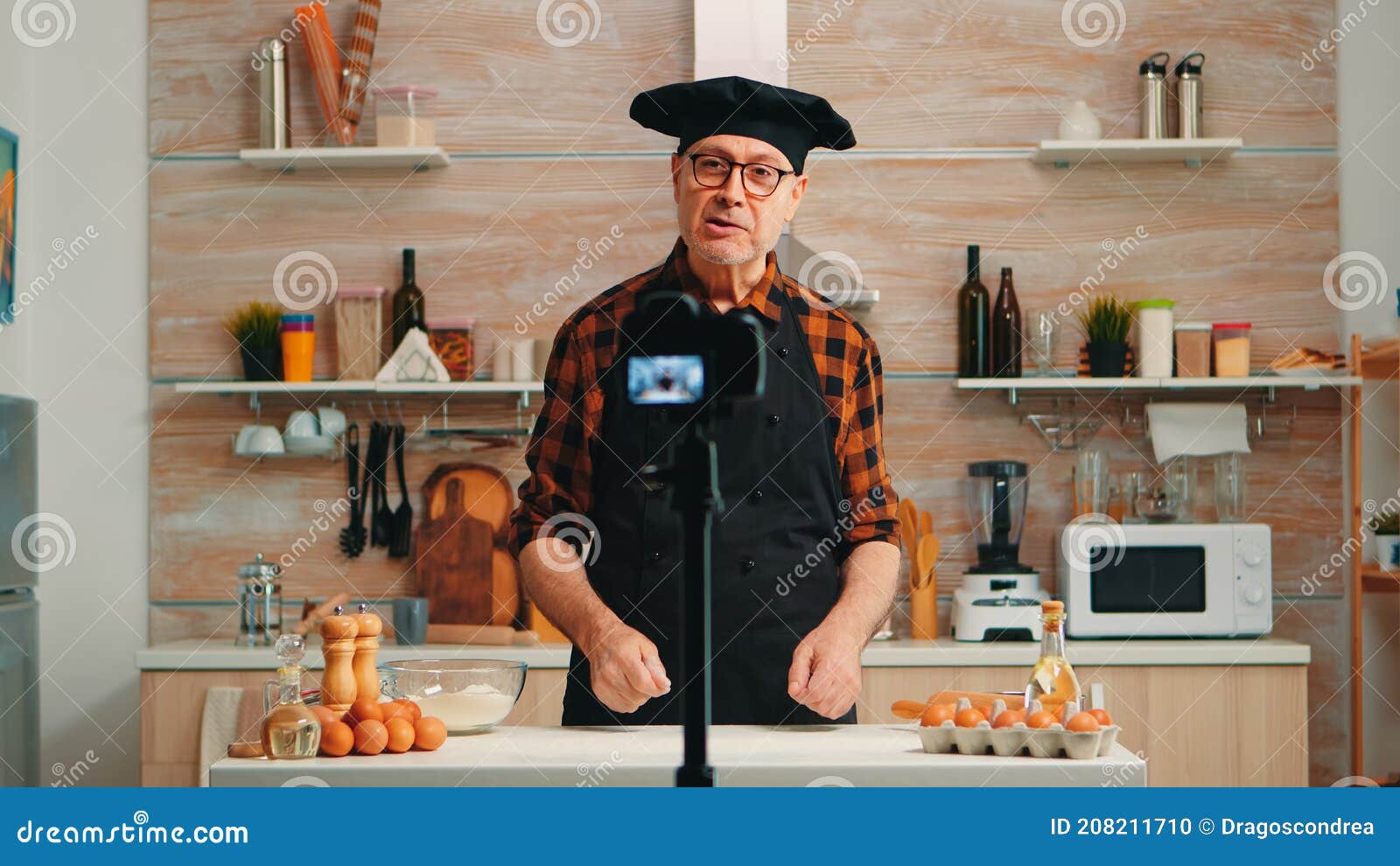 Baker Recording Video Tutorial Stock Photo - Image of vlog ...