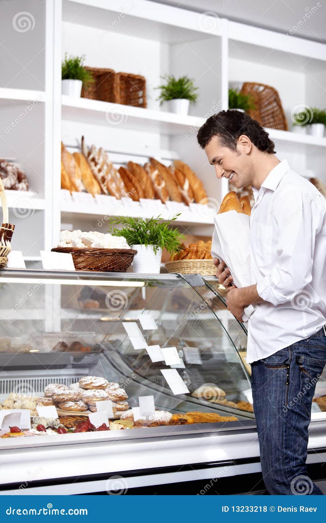 In a baker s shop stock photo. Image of male, casual - 13233218
