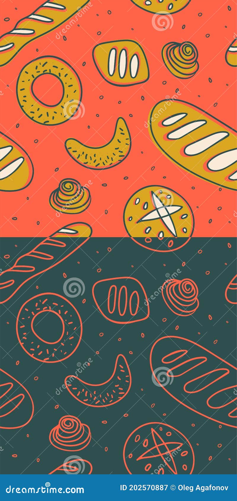 Baker Shop Background with Hand-drawn Vector Illustrations. Stock ...