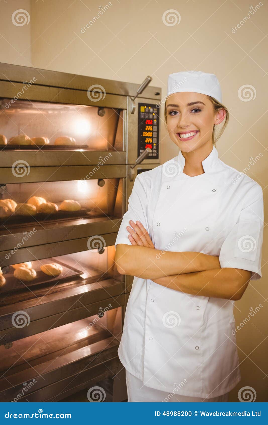 Baker Smiling at Camera beside Oven Stock Photo - Image of hotel, view ...