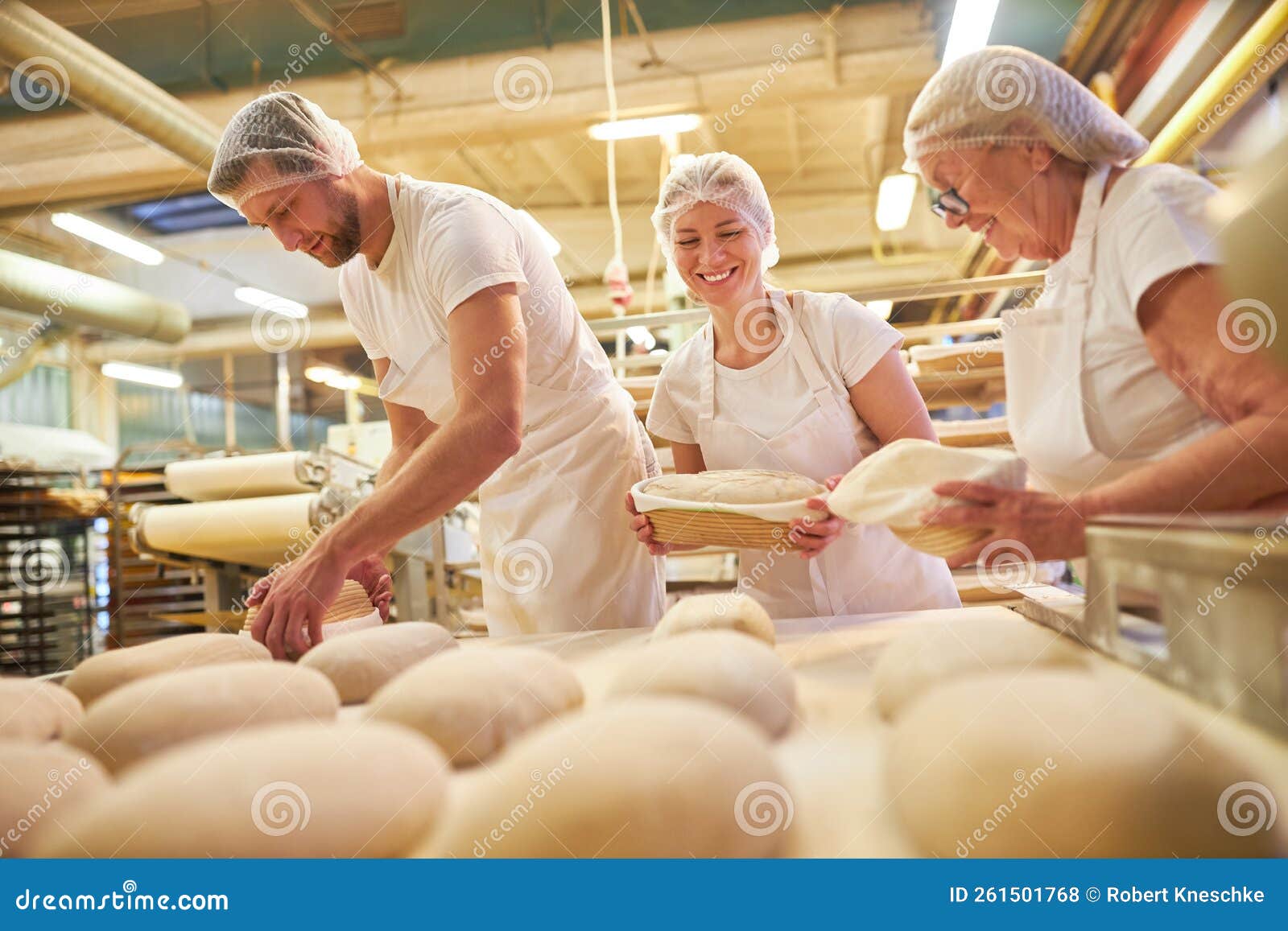 Baker Team in the Family Bakery Baking Bread Stock Photo - Image of ...