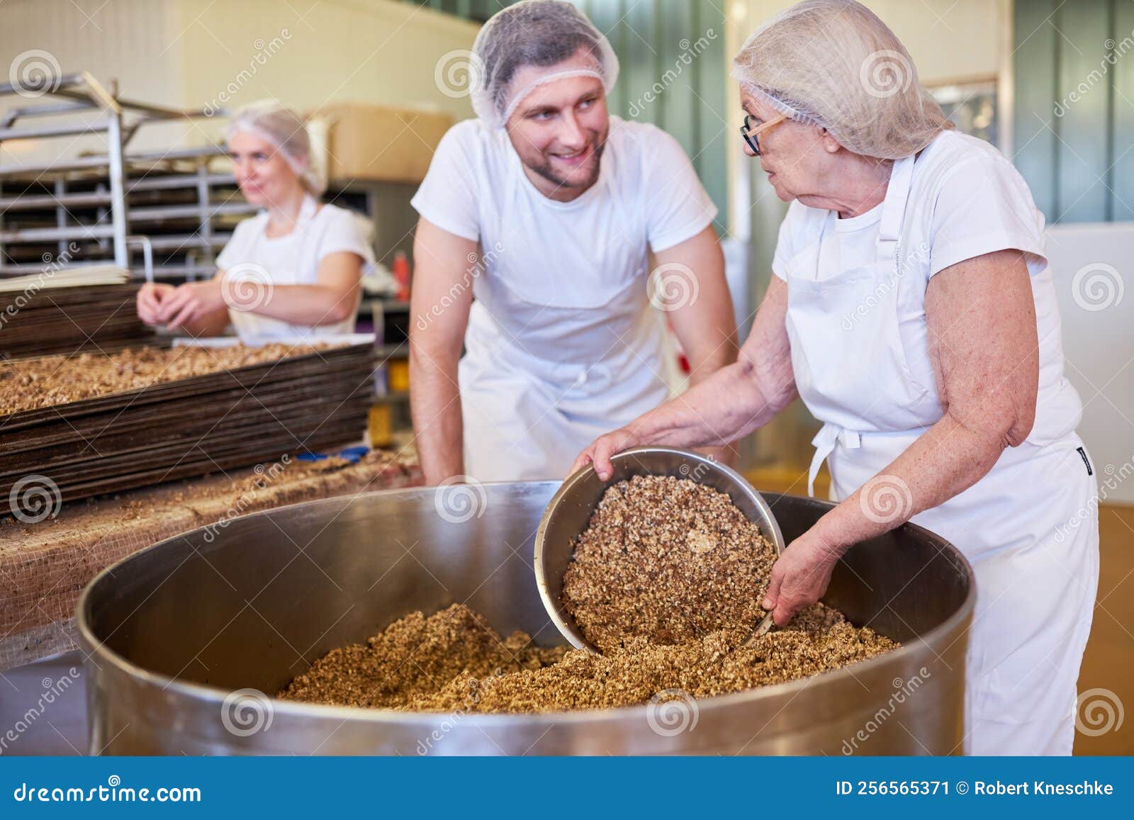 Baker Team Mixing Grains in a Vat Stock Image - Image of grains, bakery ...