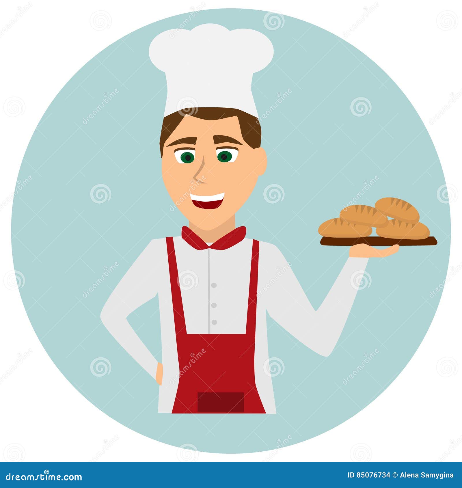 Baker in uniform stock vector. Illustration of products - 85076734