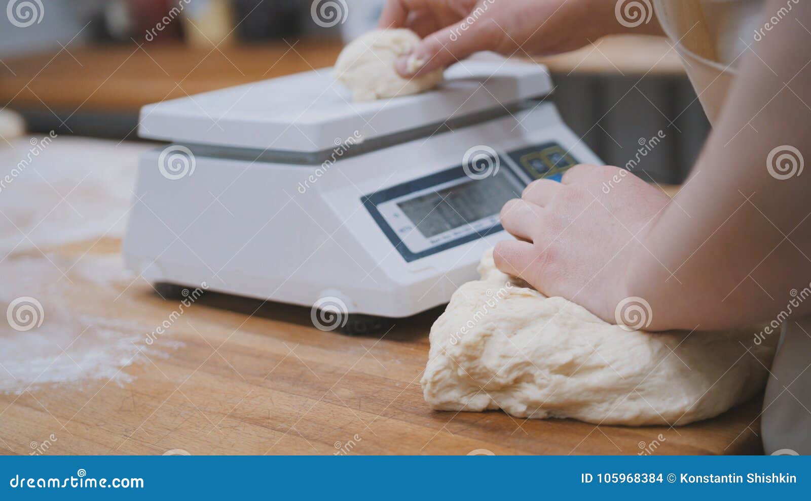 Baker Weighing Dough for Baking Stock Photo - Image of making, kneading ...