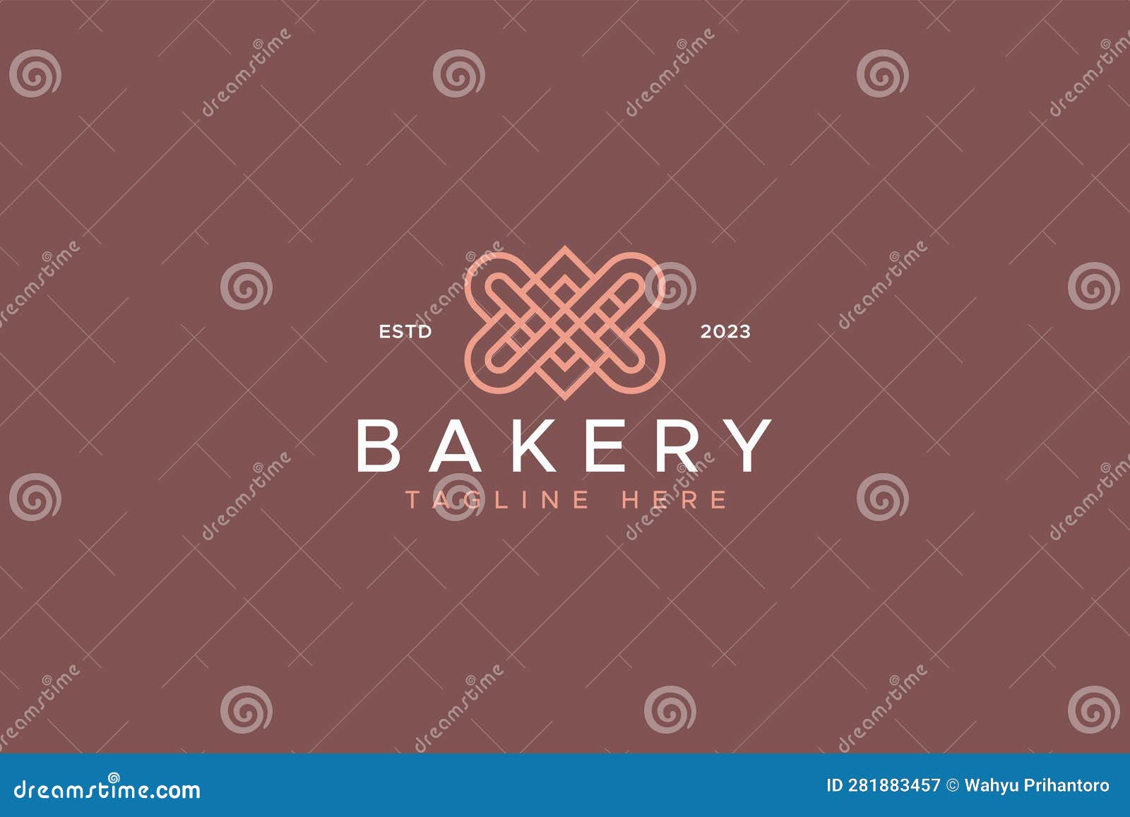 Monogram Geometric Linear Luxury Logo Bakery Stock Vector ...