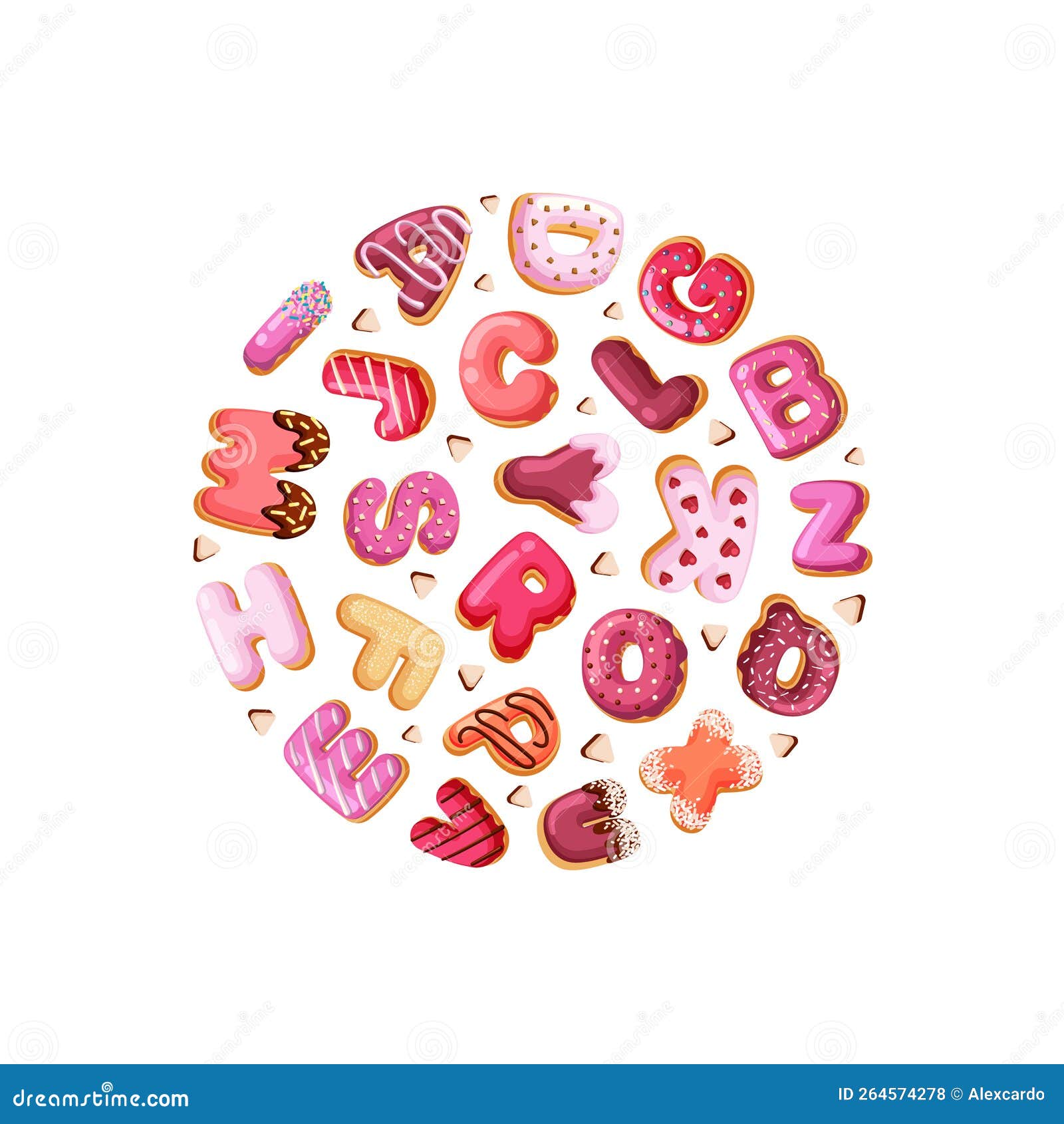 Bakery Alphabet Or Sweet Font With Letters, Numbers And Symbols. Cute ...
