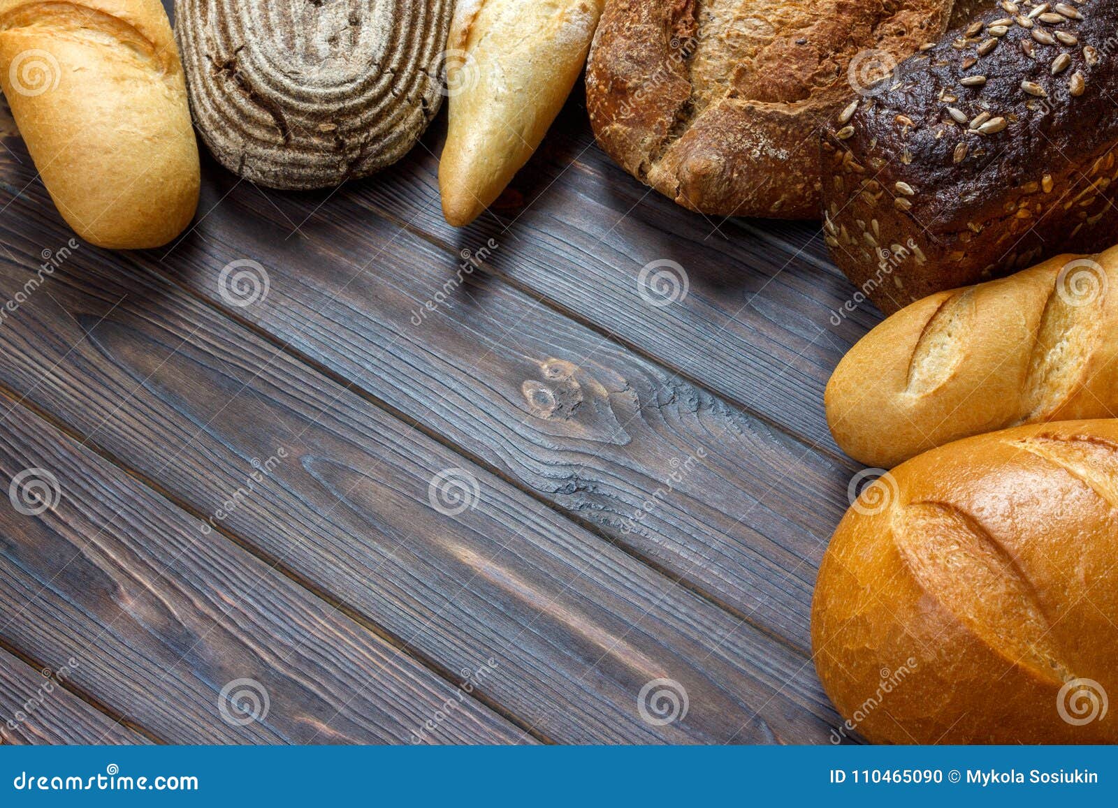 Bakery Background, Bread Assortment. Top View with Copy Space Stock ...