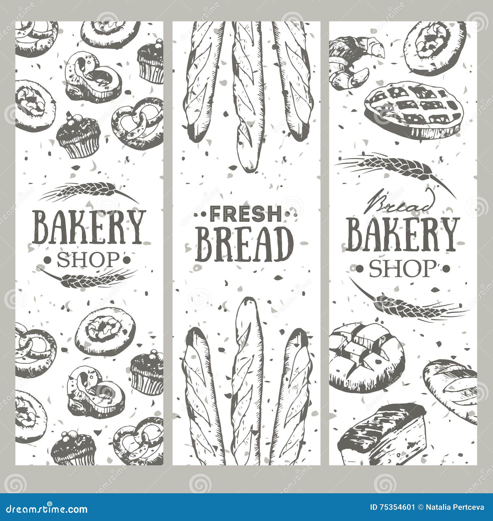 Bakery Background. Bread Banner Collection. Stock Vector - Illustration ...