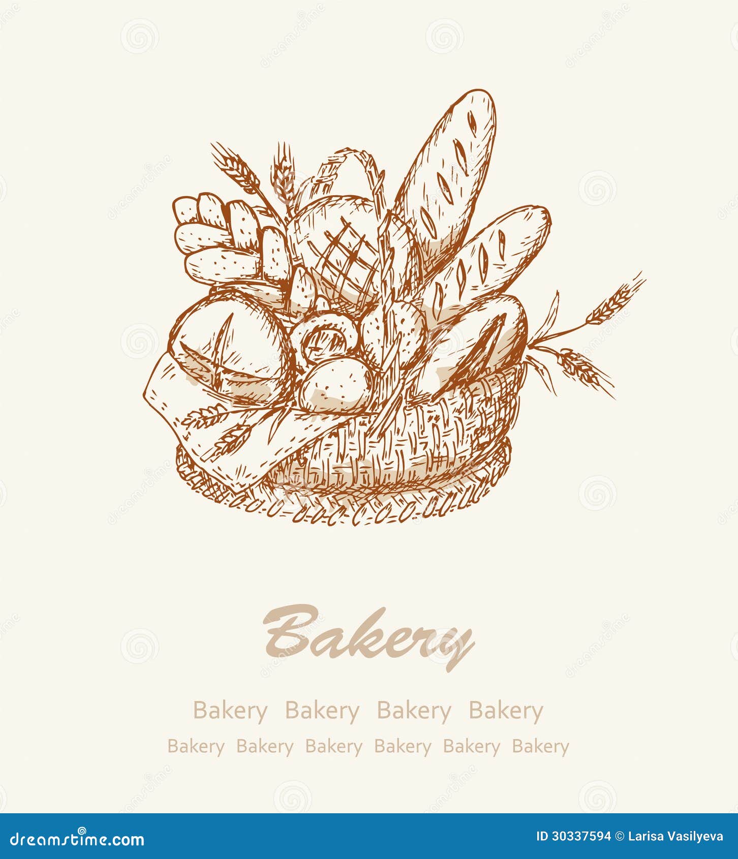 Bakery Background. Hand Drawn Bread And Pastry Collection. Editable ...