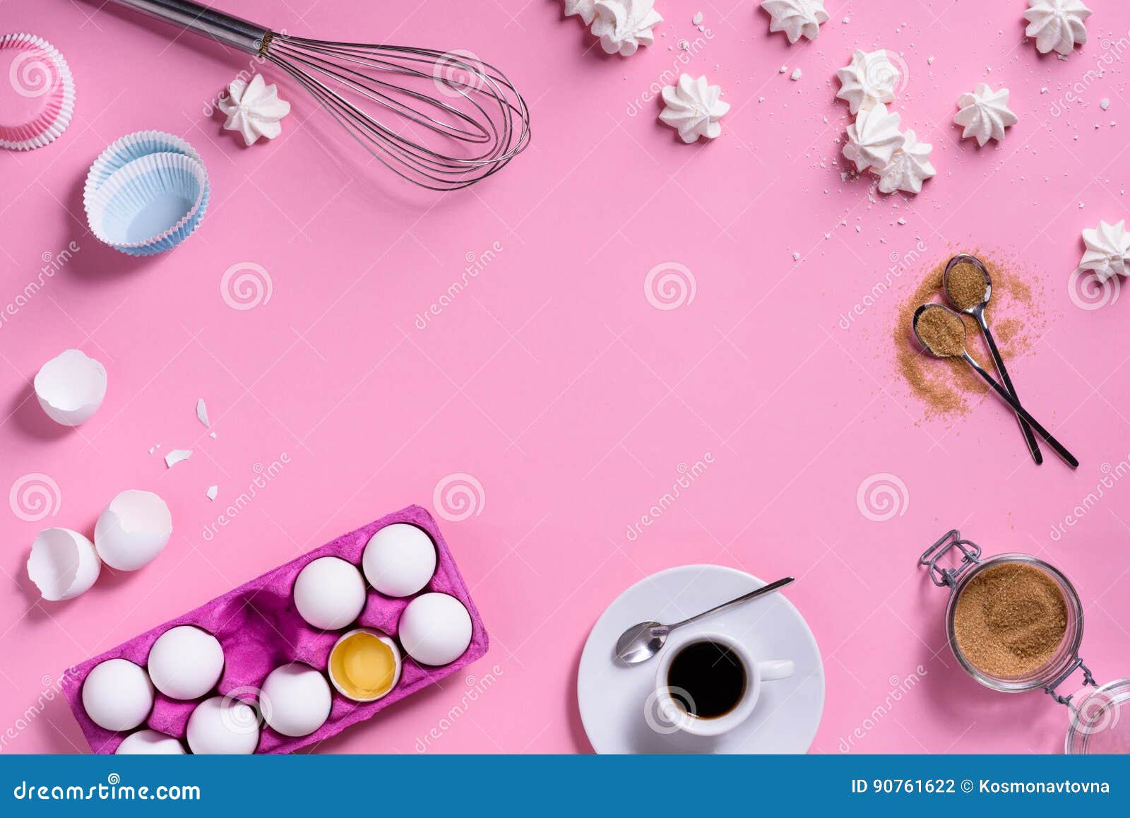 Bakery Background Frame. Coffee and Cooking Ingredients - Egg, Sugar ...