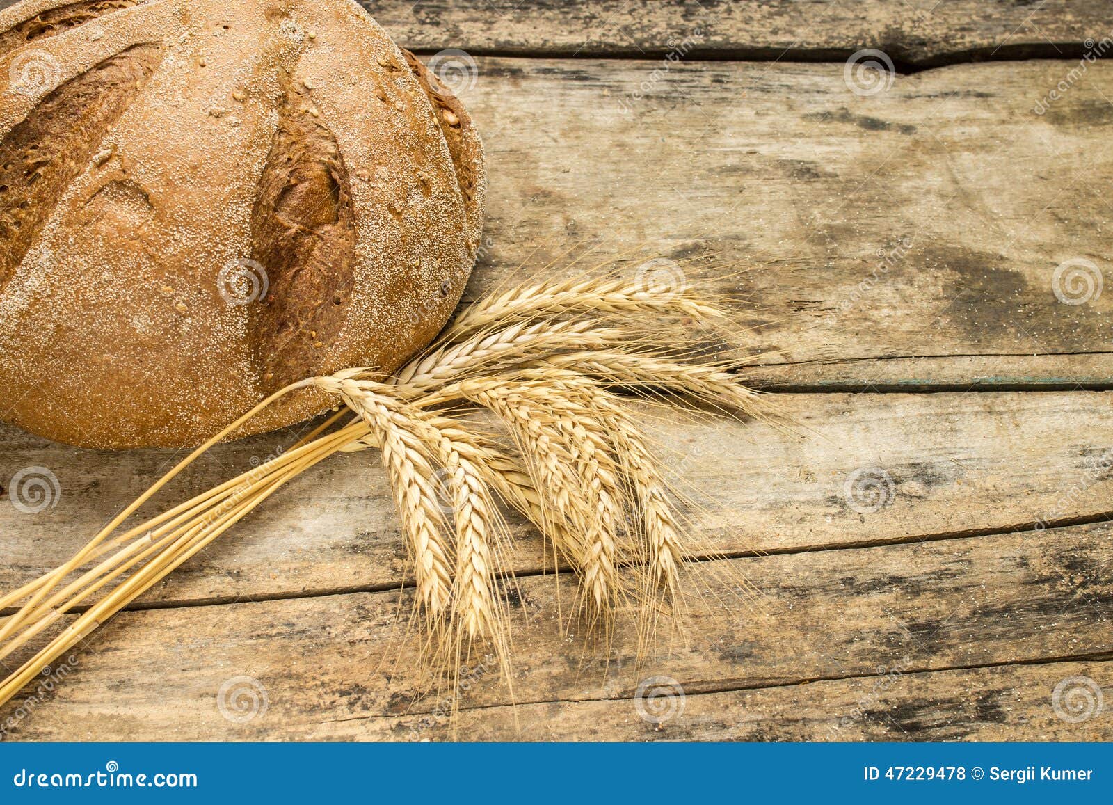 Bakery Background. Fresh Bread on Wood Table Stock Photo - Image of ...
