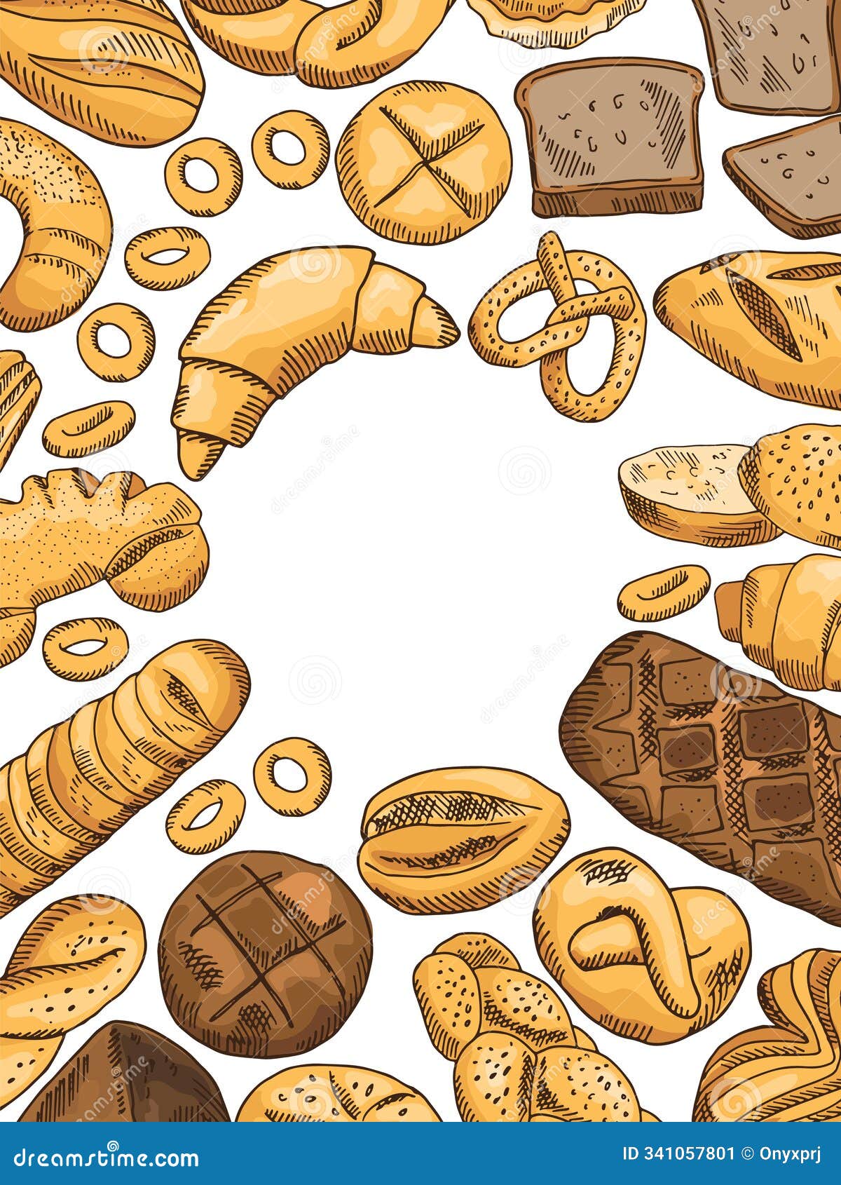 Bakery Background. Fresh Wheat Pastry Round Frame Stock Illustration ...