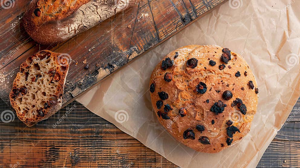 Bakery Background with Freshly Baked Bread and Empty Space for Text or ...