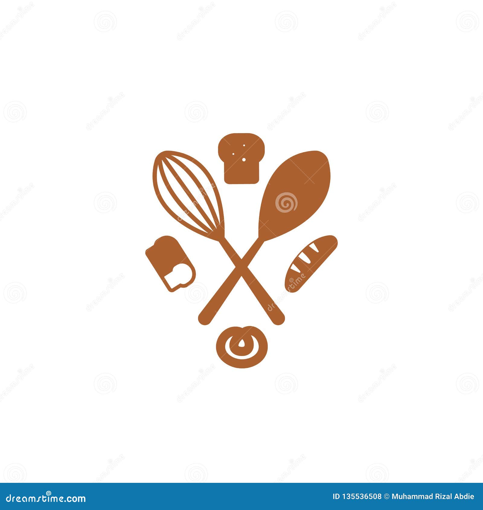 Bakery Badge Logo Symbol with Cross Stir in the Middle and Bread ...
