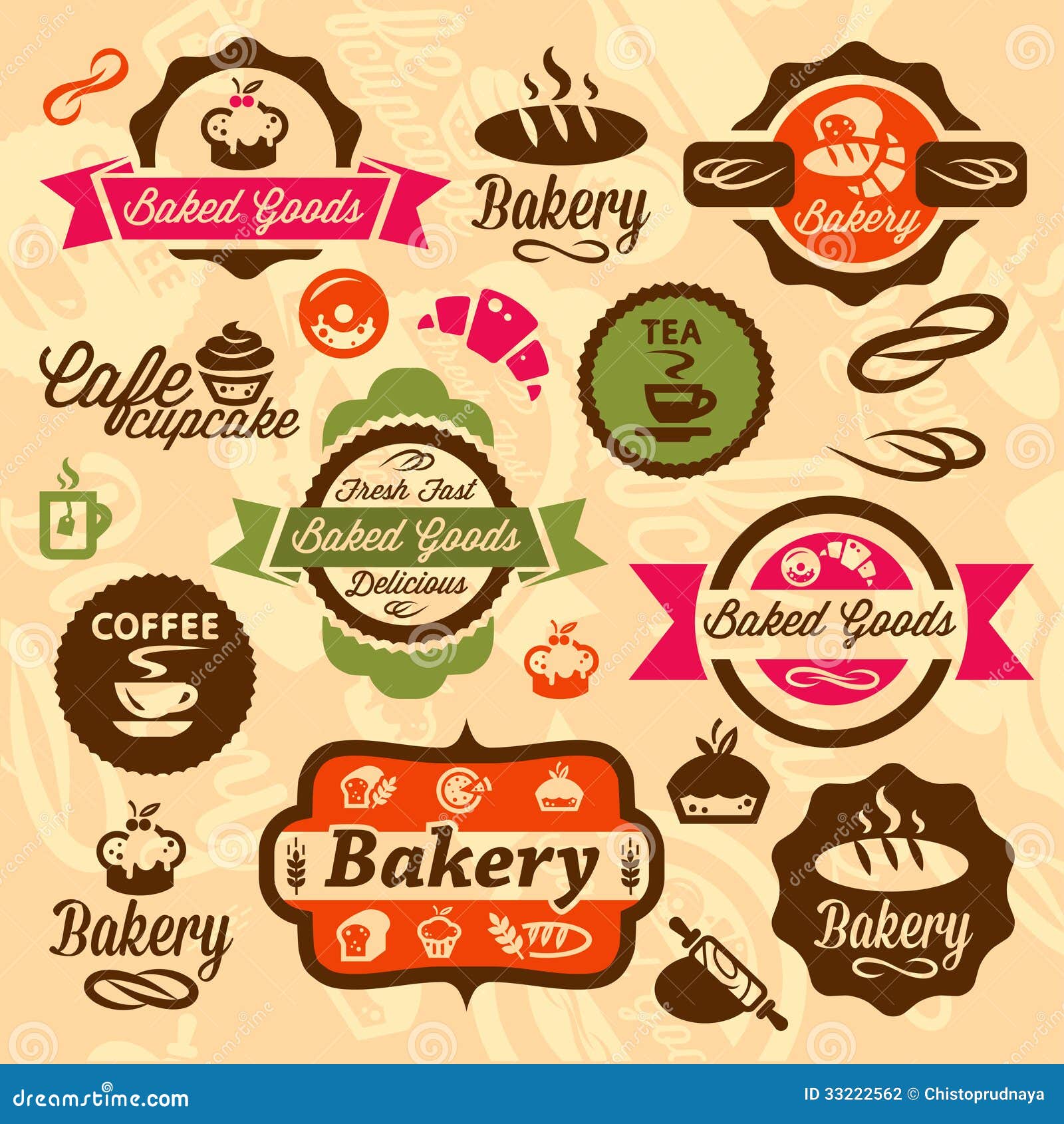 Bakery badges and label stock vector. Illustration of baked - 33222562