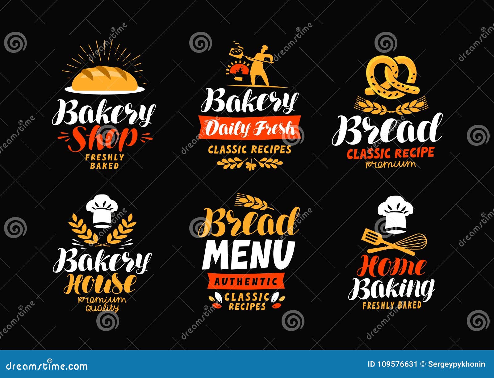 Bakery, Bakehouse Logo or Label. Bread, Home Baking Icon. Lettering ...