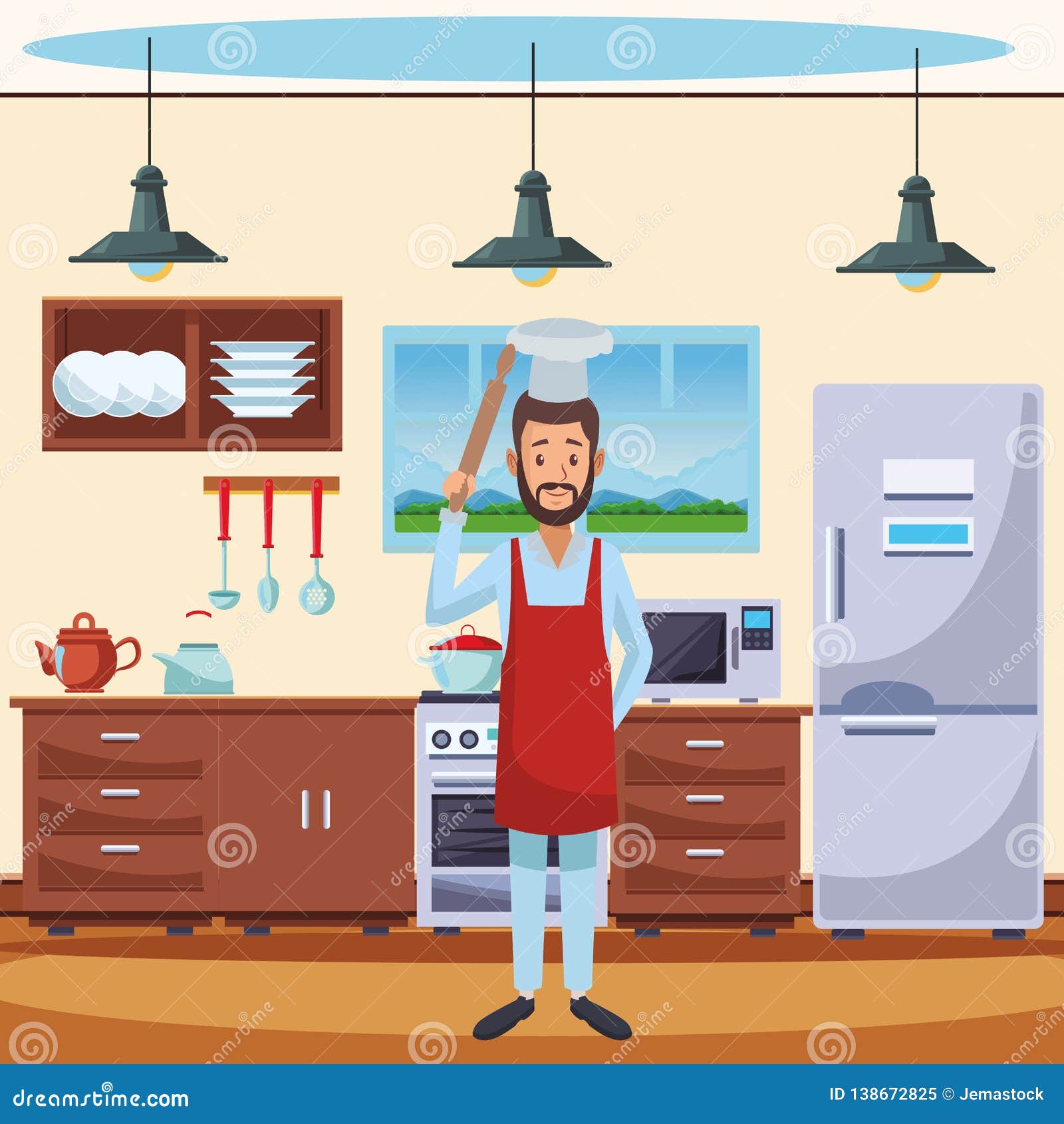 Bakery baker cartoon stock vector. Illustration of ingredient - 138672825