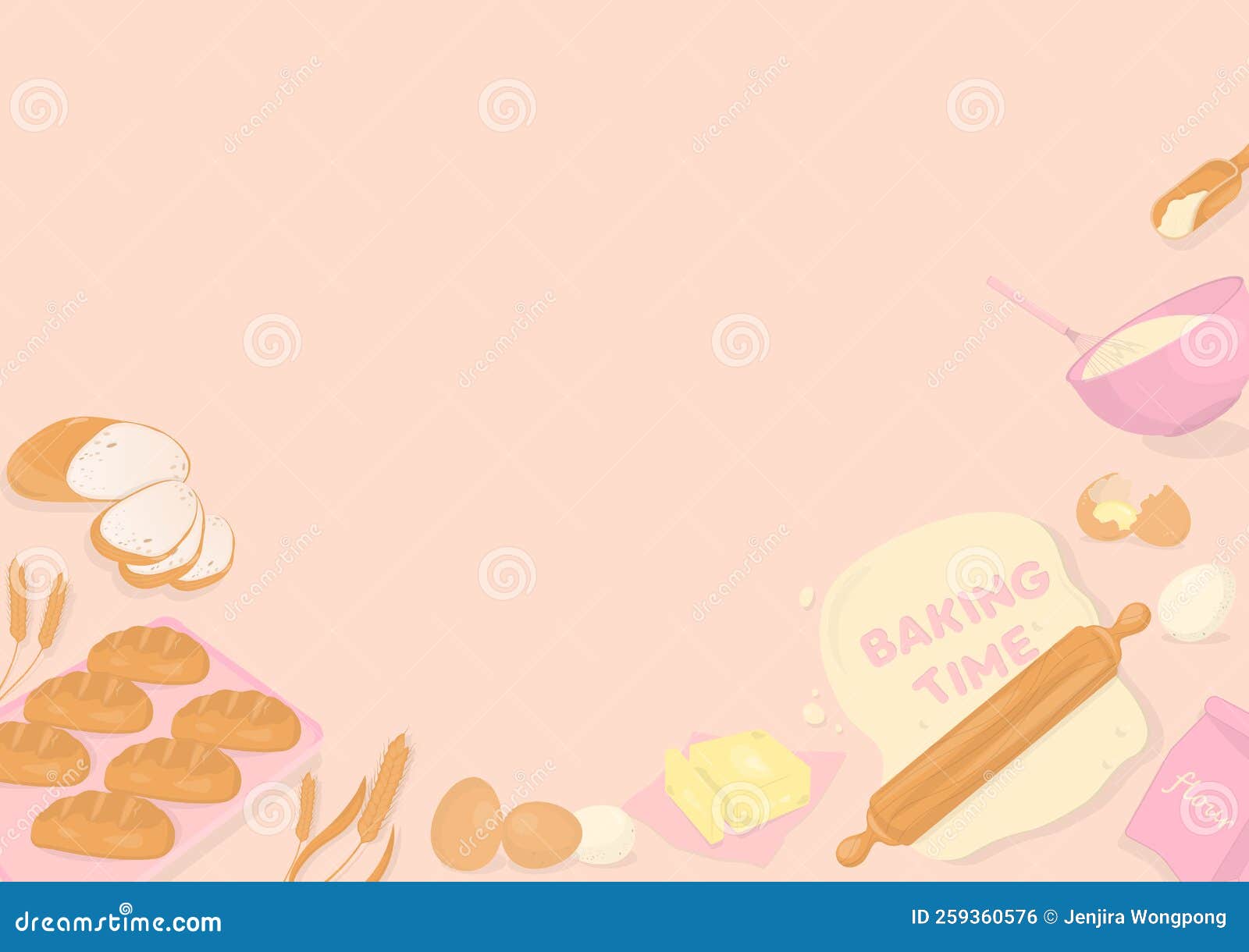 Bakery Baking with Bread and Tools Background Stock Illustration ...