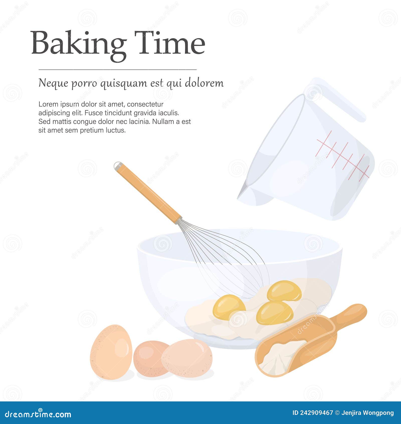 Bakery Baking Process Template with Tools and Eggs Stock Illustration ...