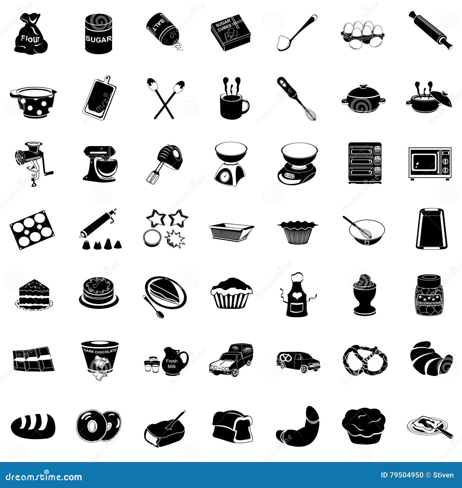 Bakery black icons stock vector. Illustration of bakery - 79504950