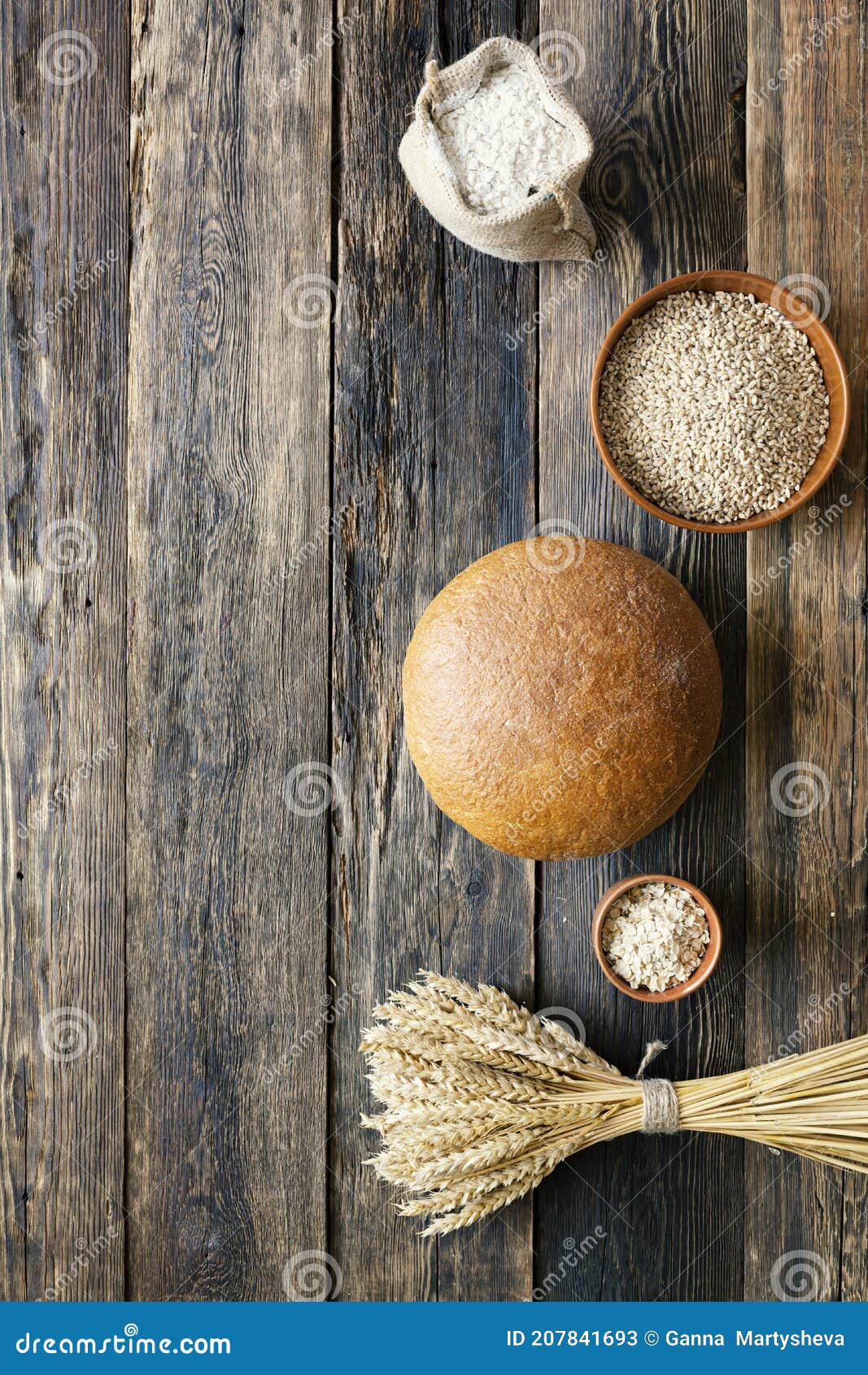 Bakery and Bread Baking Concept, Top View Stock Image - Image of black ...
