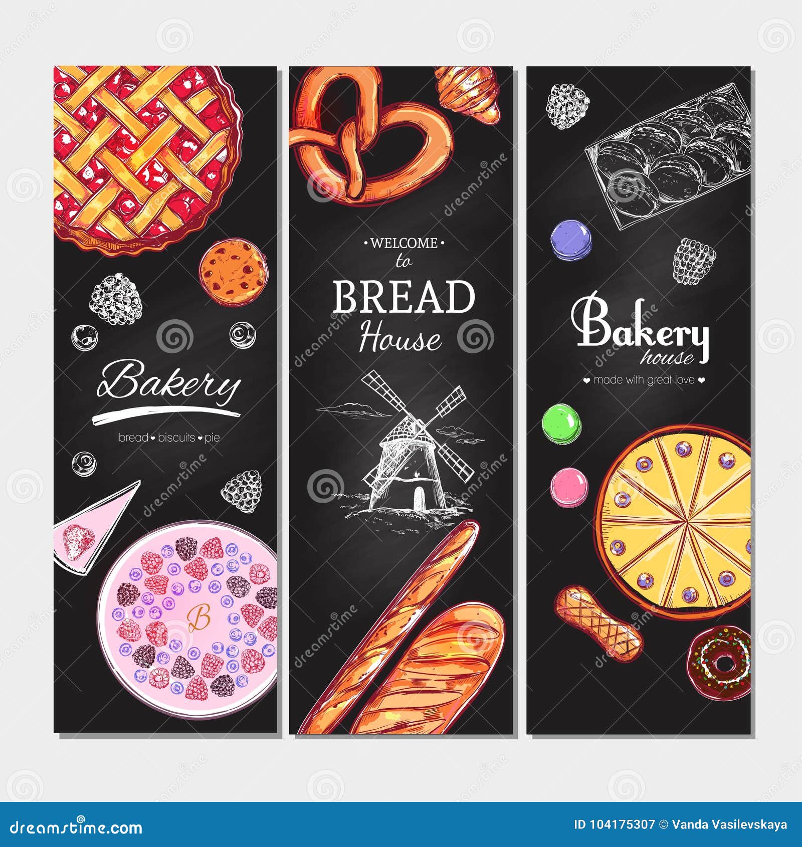 Bakery and bread banners3 stock vector. Illustration of cartoon - 104175307