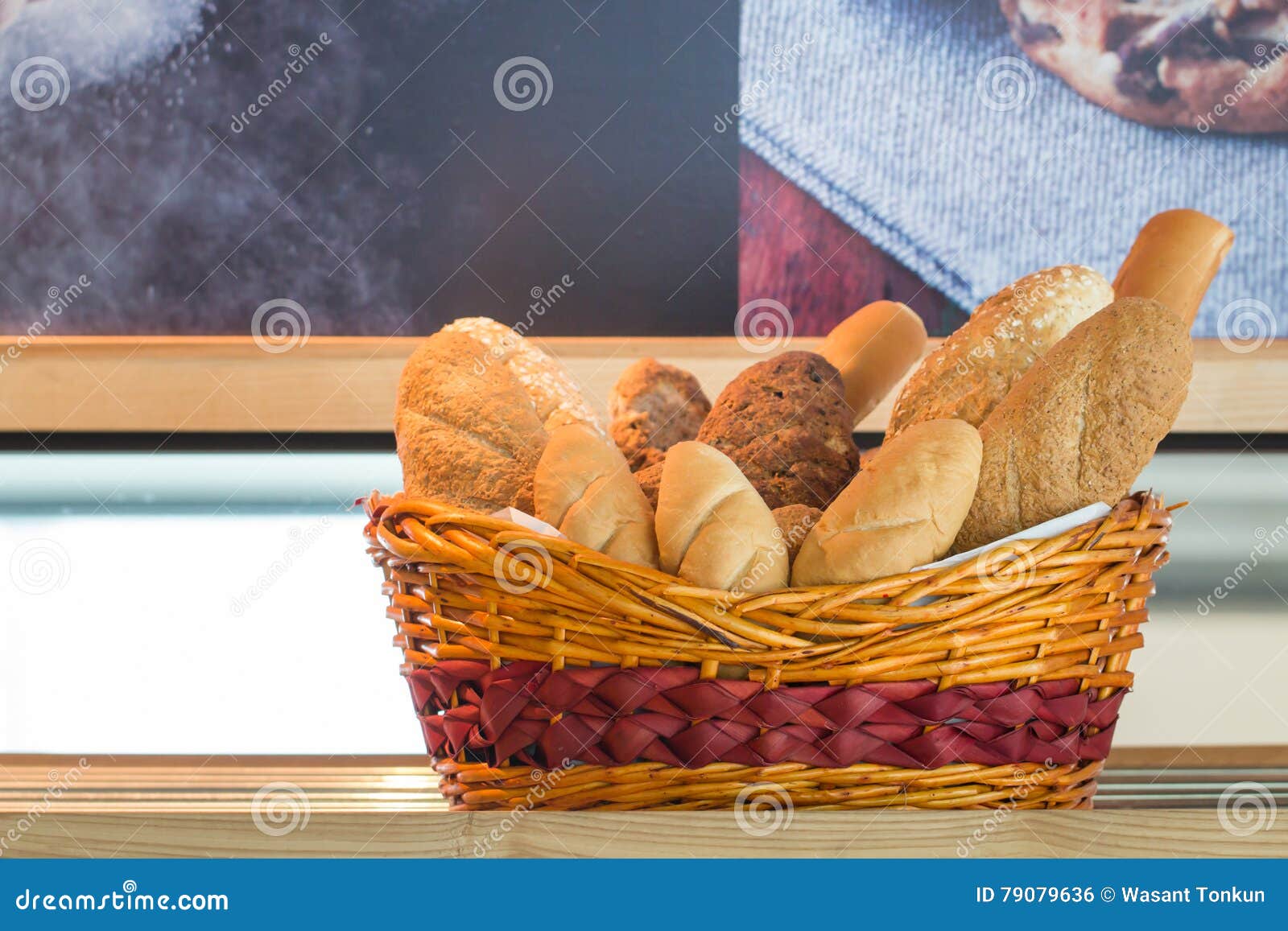 Bakery bread in basket stock photo. Image of loaf, brown - 79079636